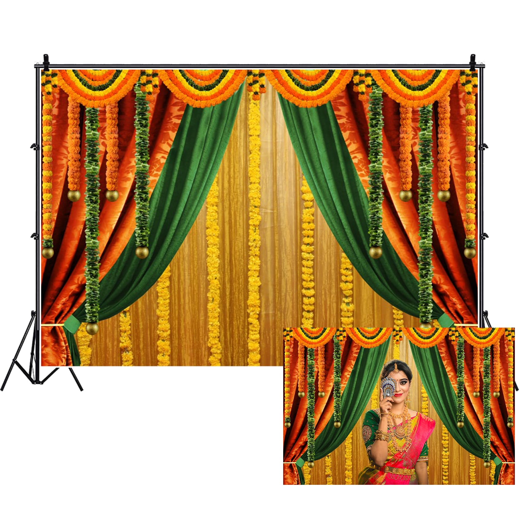 Amazon.com : Renaiss 10x8ft Indian Traditional Wedding Backdrop Indian ...