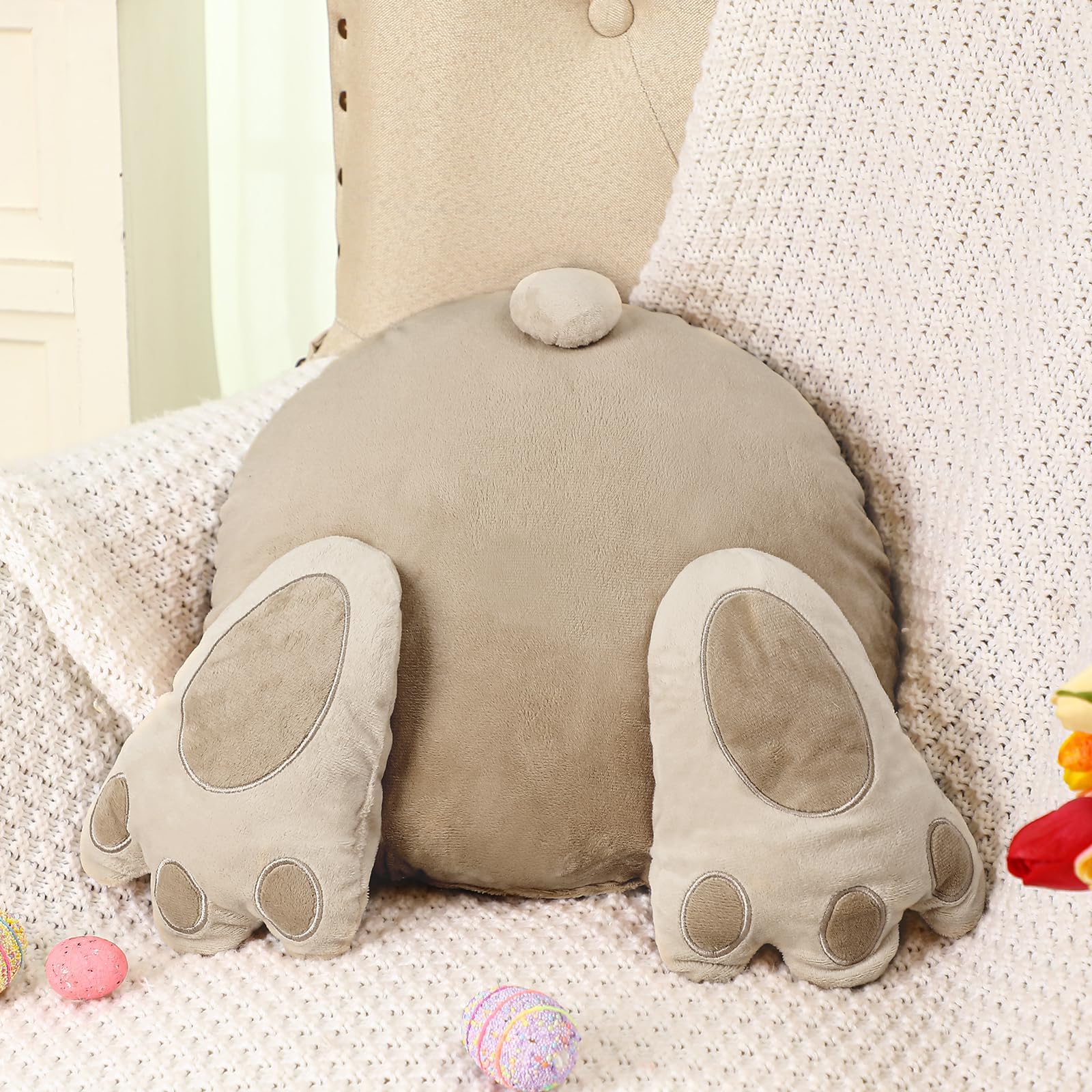 Amazon.com: Wenqik Easter Bunny Tail Throw Pillow Rabbit Butt Shaped ...