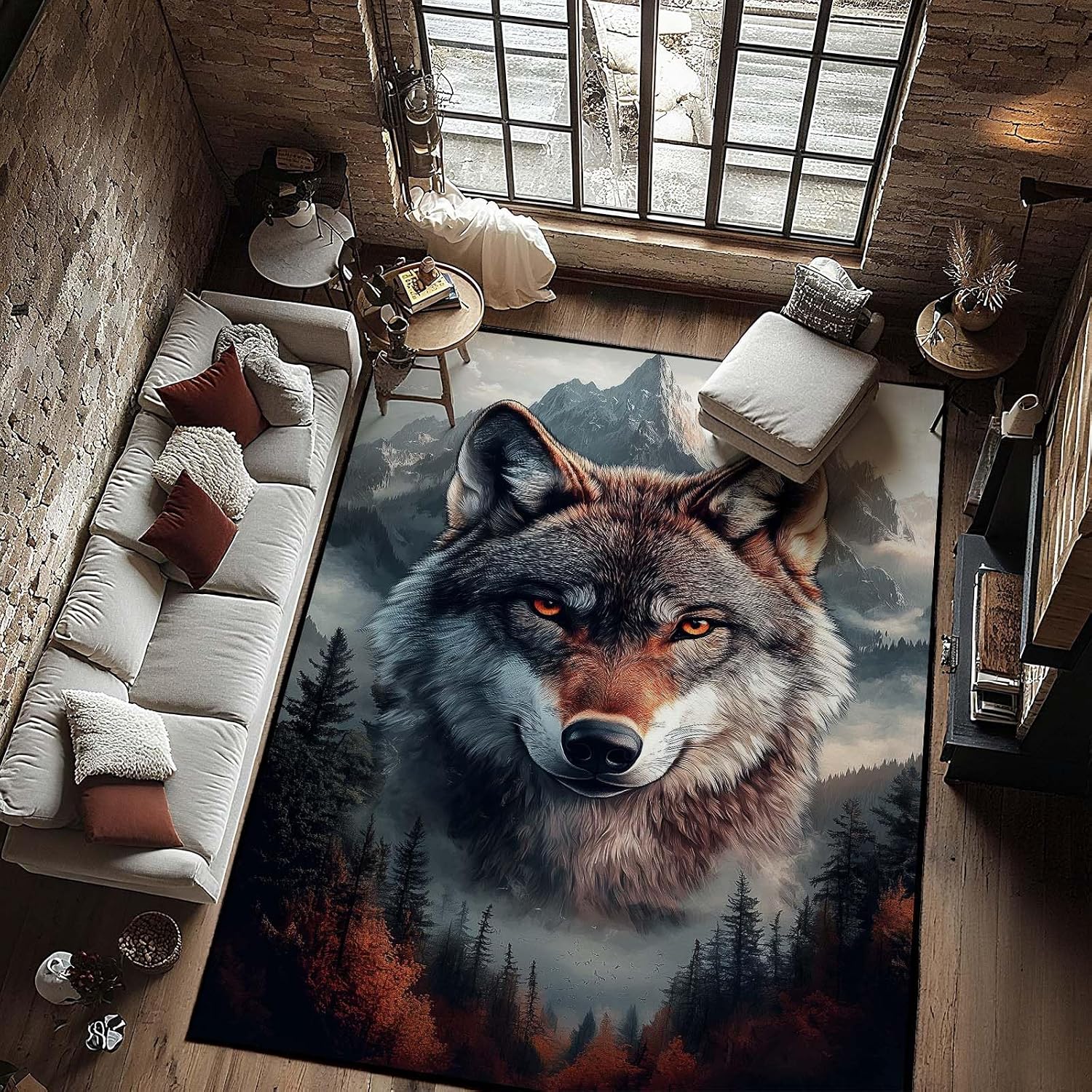 Amazon.com: Wolf Rug, Wolf and Forest Rug, Wild Animal Rugs, Jungle ...