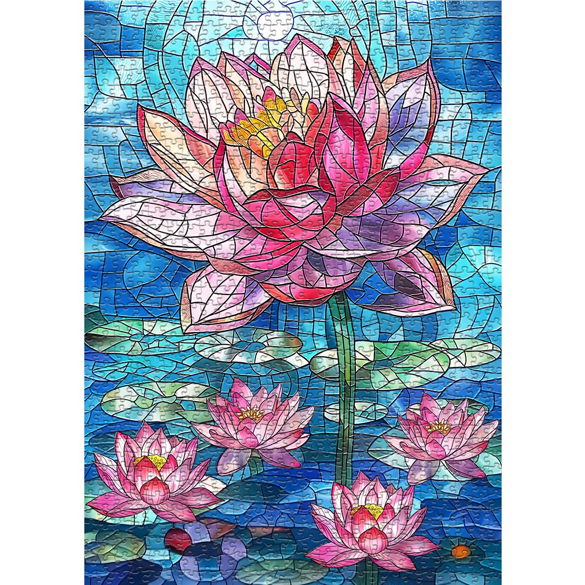 Amazon.com: Stained Glass Lotus Flower Puzzles for Adults 1000 Pieces ...