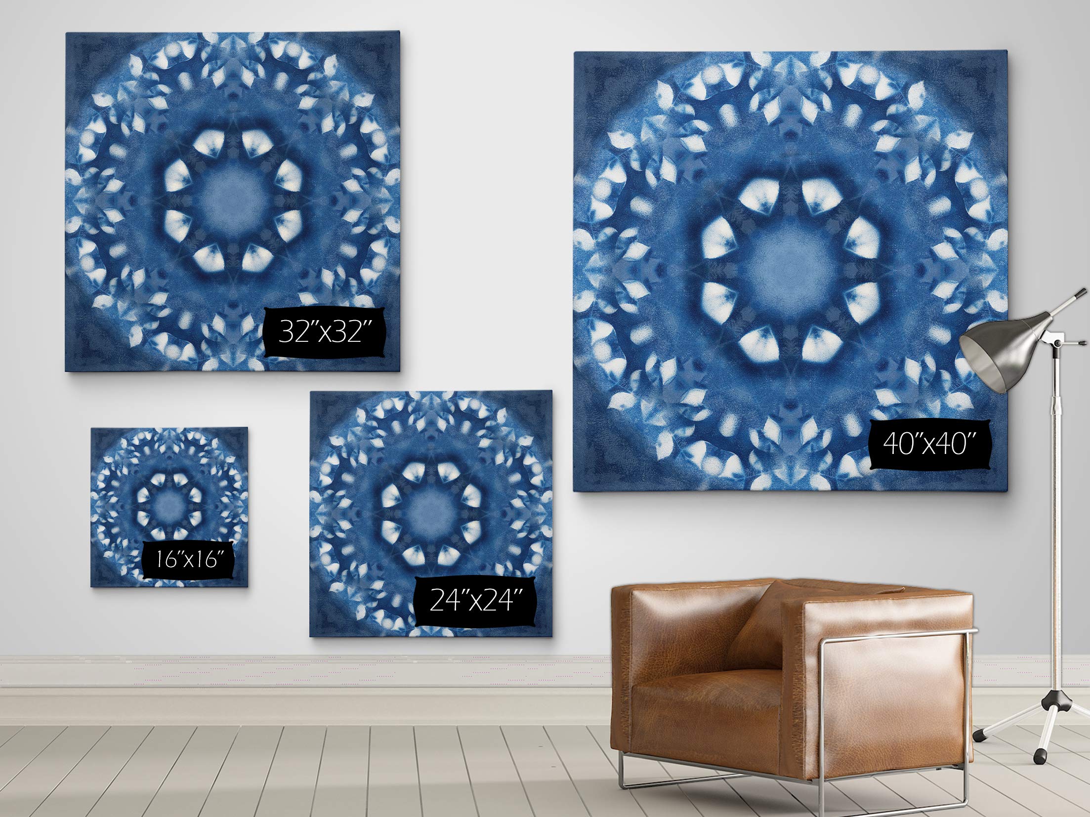 WEXFORD HOME Navy Nature III Gallery Wrapped Canvas Wall Art, 40x40