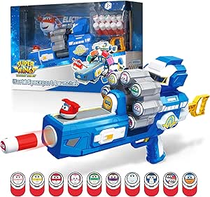 Super Wings Shooting Games Toy Gun, Rotating Toy Foam Blaster Cannons, Shooting Disc with 10 ...