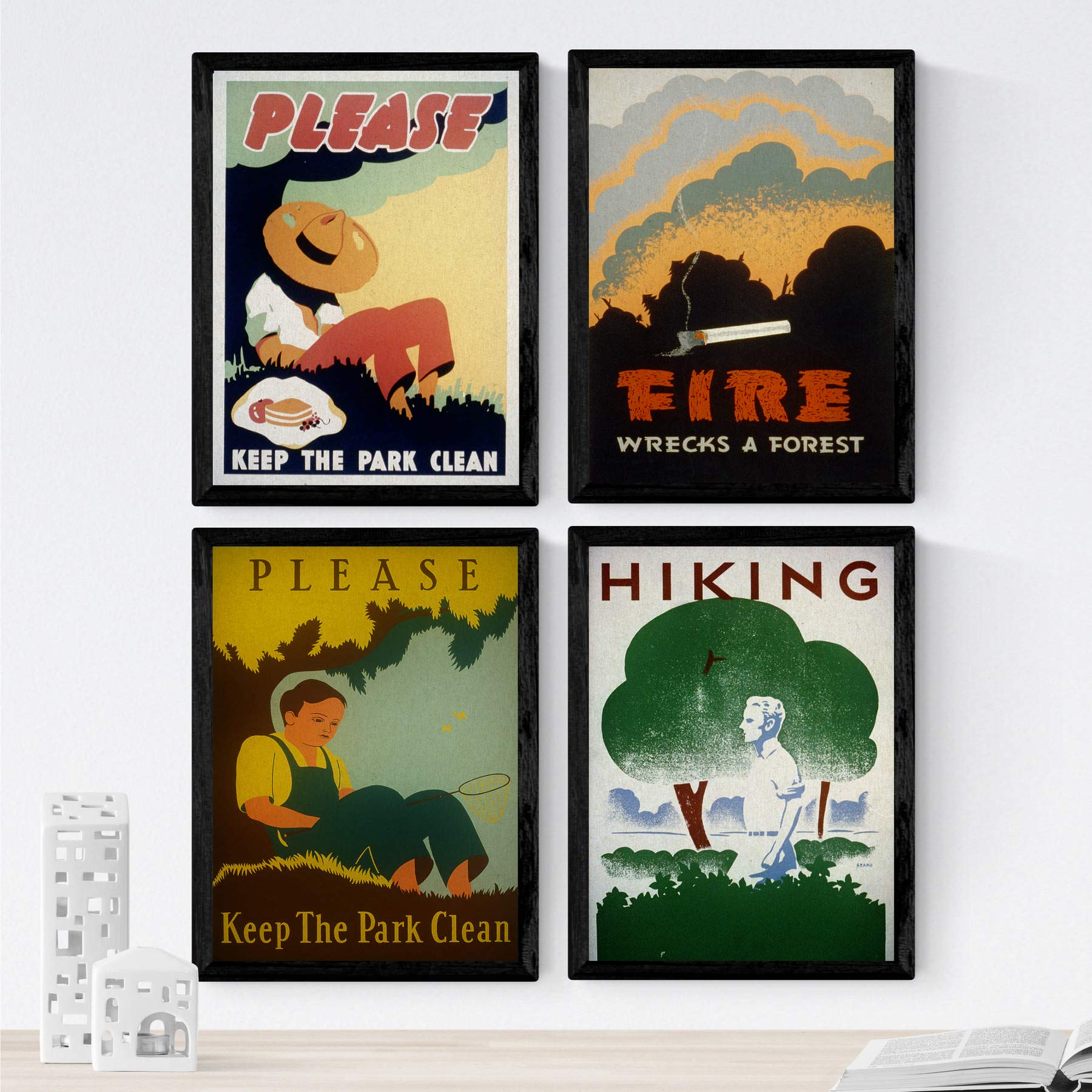 Nacnic Posters vintage. Old posters with ads. Four vintage posters fire ...