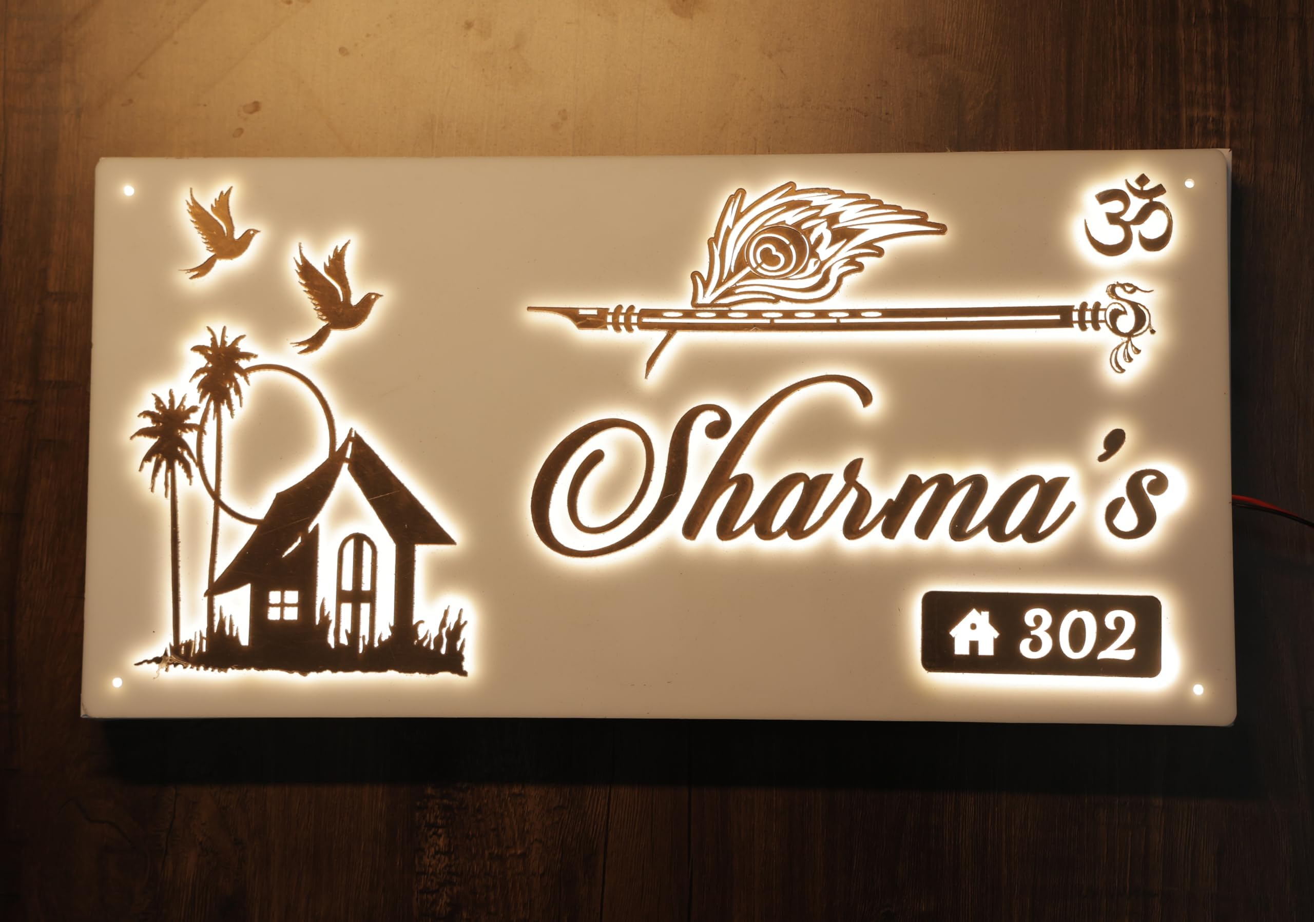 THE GRANDEUR Acrylic Personalized Led Name Plate for Home Entrance ...