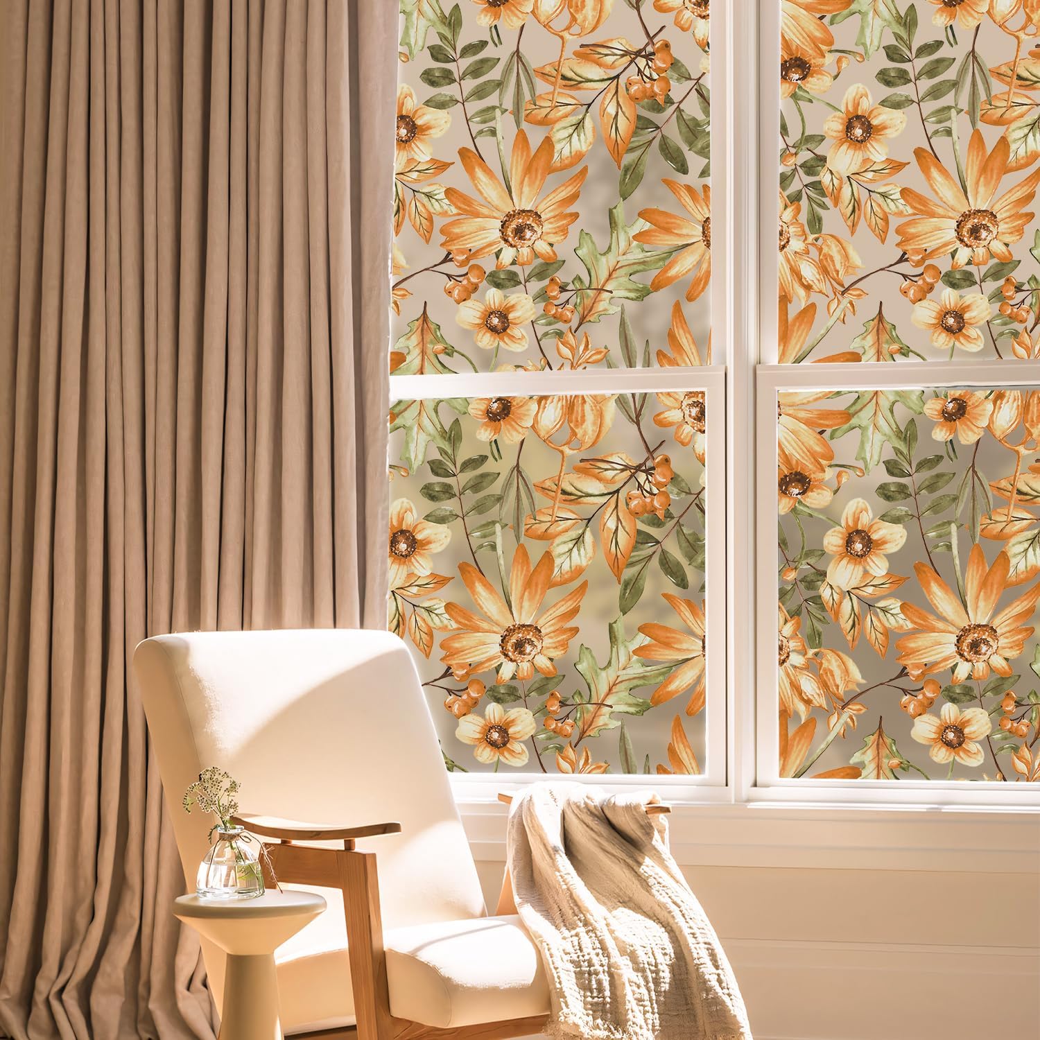 Amazon.com: QUCHENG Window Film Stained Glass Clings Vintage Floral ...