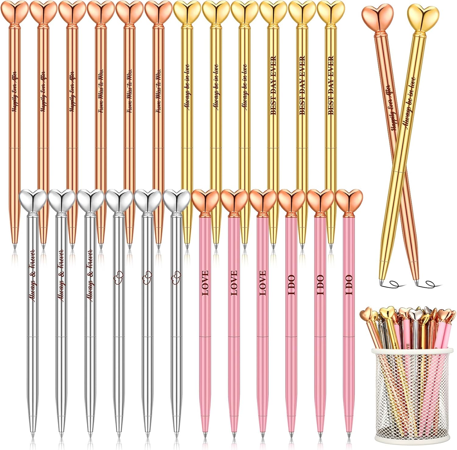 Amazon.com: Sayglossy 24 Pcs Valentine Heart Shaped Pens Retractable ...