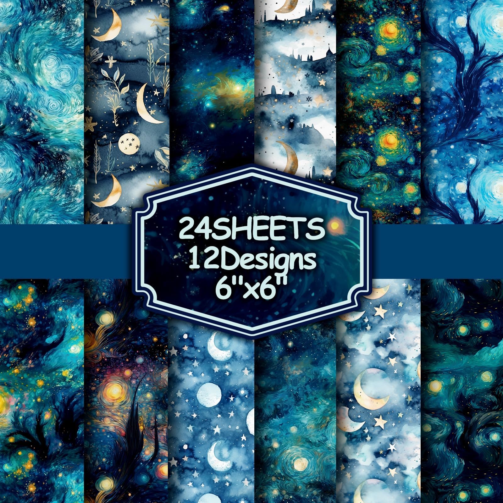 Amazon.com : 24Pcs Galaxy Pattern Scrapbook Paper Pack 6"x6" Starry Sky ...