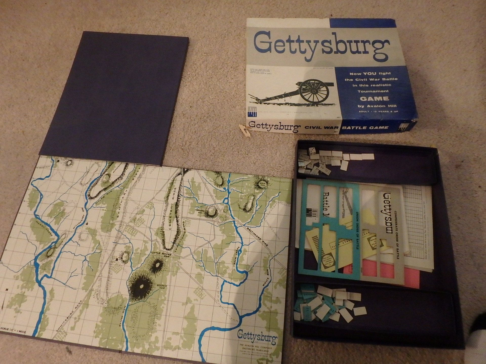 Avalon Hill Gettysburg 1958 1st year Civil War battle board game ...