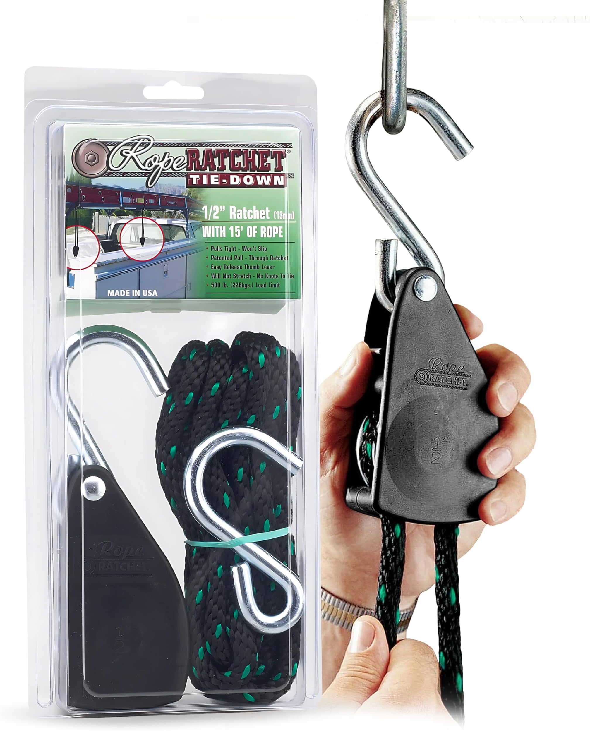 Amazon.com: Tie Boss - Self Locking, Block and Tackle Pulley Hoist ...