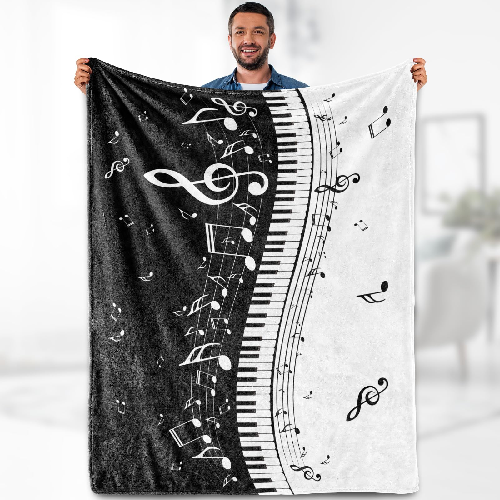 Amazon.com: Music Note Gifts Blanket for Women - Piano Keys Blanket ...