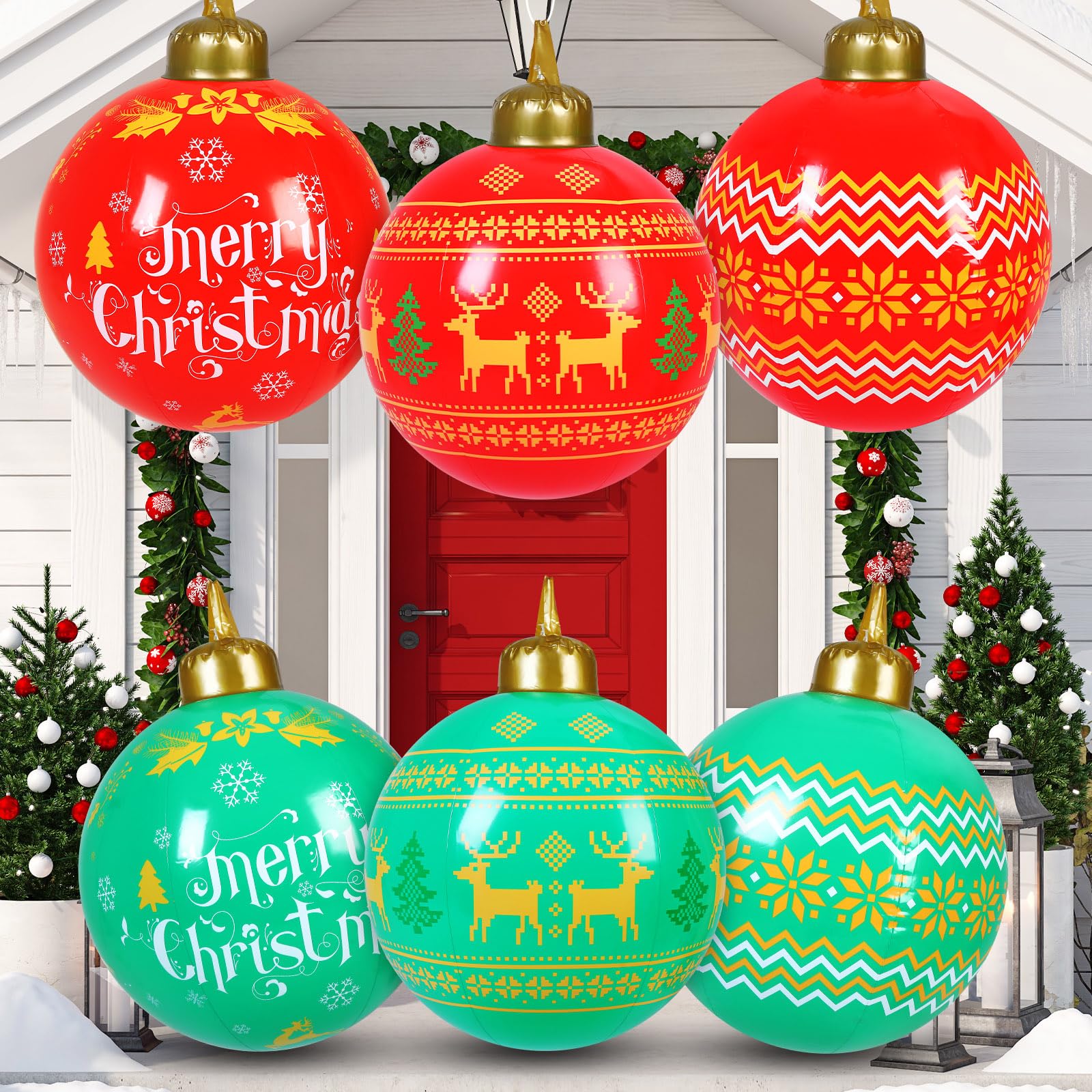 Amazon.com: Jetec 6 Pcs 18 Inch Giant Inflatable Christmas Ball ...