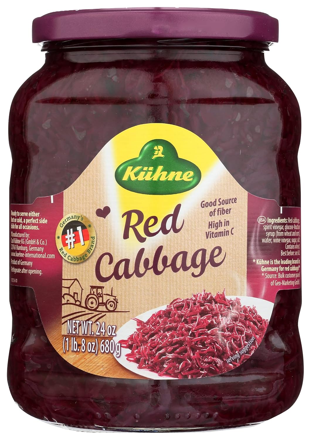Amazon.com : Kuhne Cabbage Red, 24 Oz : Condiments Pickles And Relishes ...