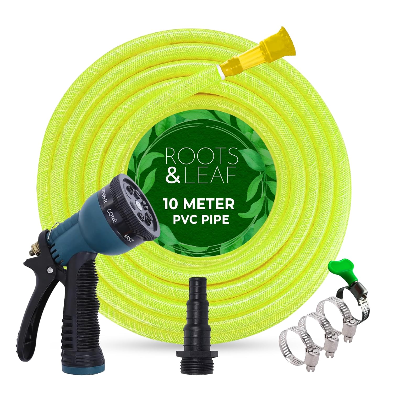 Roots and Leaf 10M 0.5 Inch Braided PVC Garden Hose Pipe with 8 Pattern ...