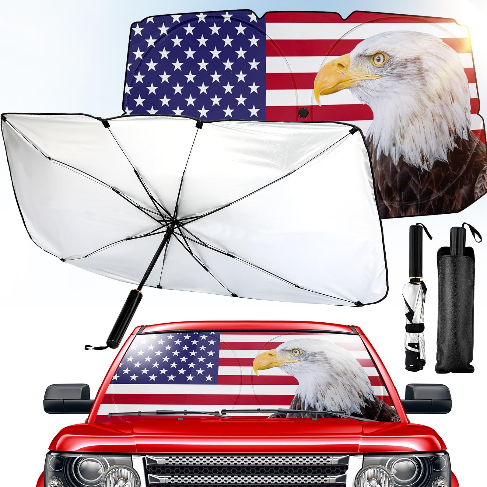 Snapklik.com : Riakrum Patriotic Eagle American Flag Car Windshield Sun ...