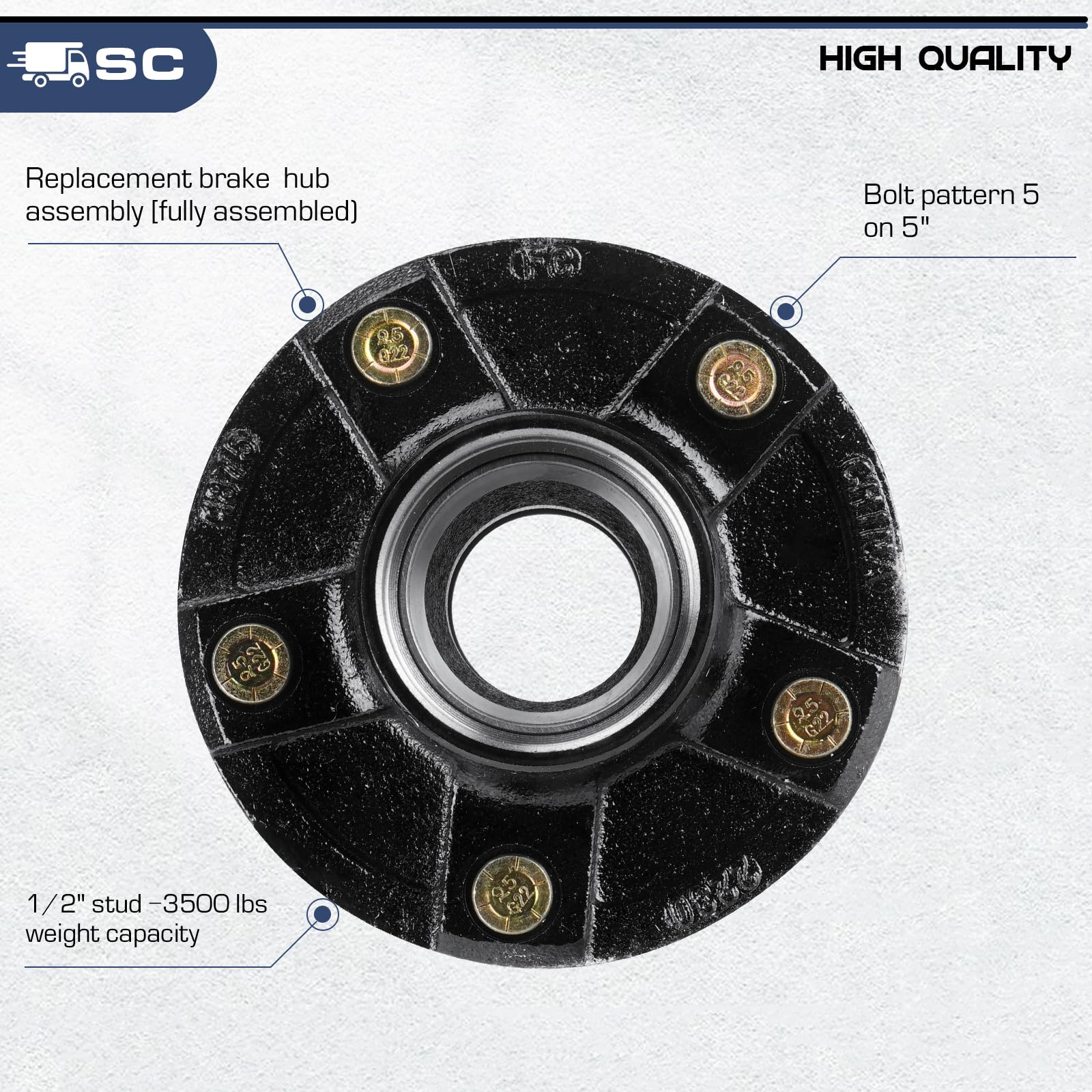 Snapklik.com : Trailer Wheel Idler Hub Kit, 5-Hole, 5" Bolt Circle ...