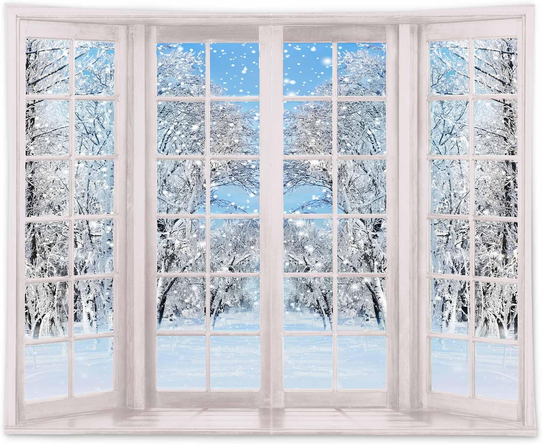 Amazon.com : Funnytree 8 x 6 FT Winter Window Backdrop Snowflakes Snowy ...