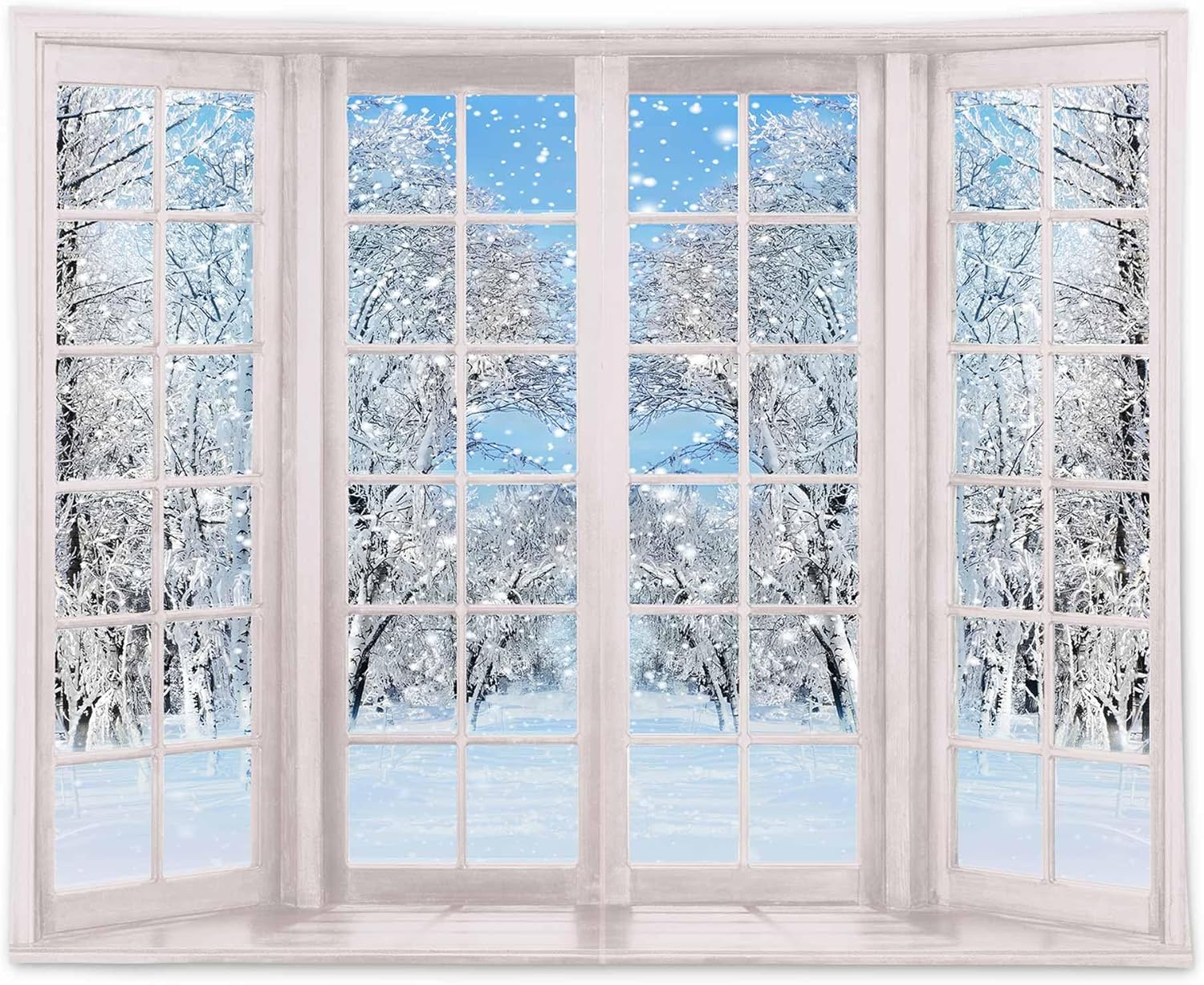 Amazon.com : Funnytree 10 x 8 FT Winter Window Backdrop Snowflakes ...