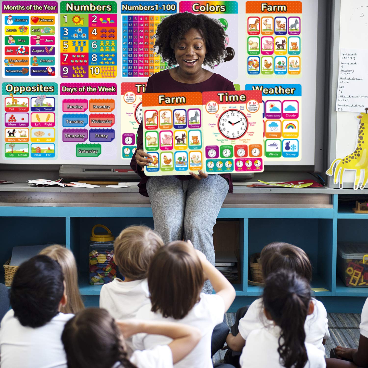 Buy 13 Educational Preschool Posters,Learning Posters for Pre K-K, 1 ...