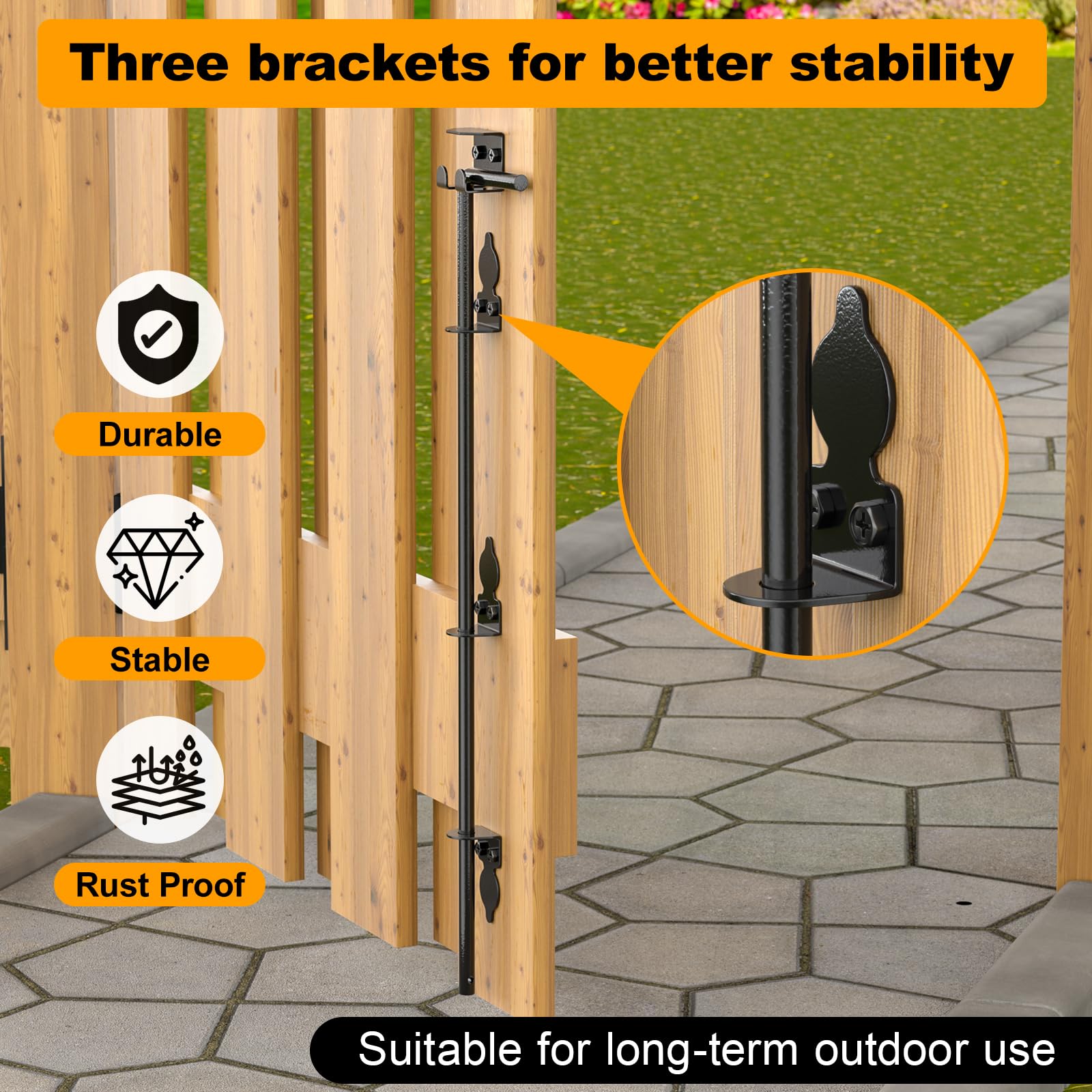 Snapklik.com : 24" Cane Bolt Drop Rod For Gate, Heavy Duty Gate Latch ...