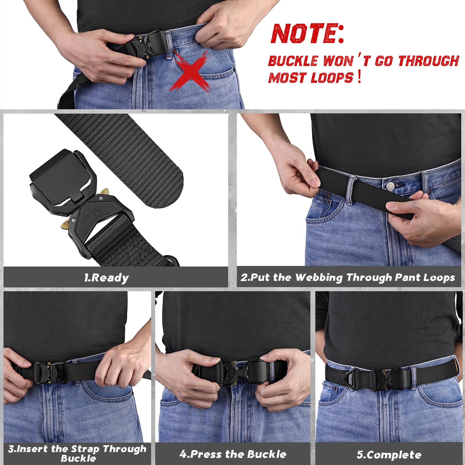Snapklik.com : MOZETO Tactical Belt For Men 1.5" Nylon Combat Work Emt ...