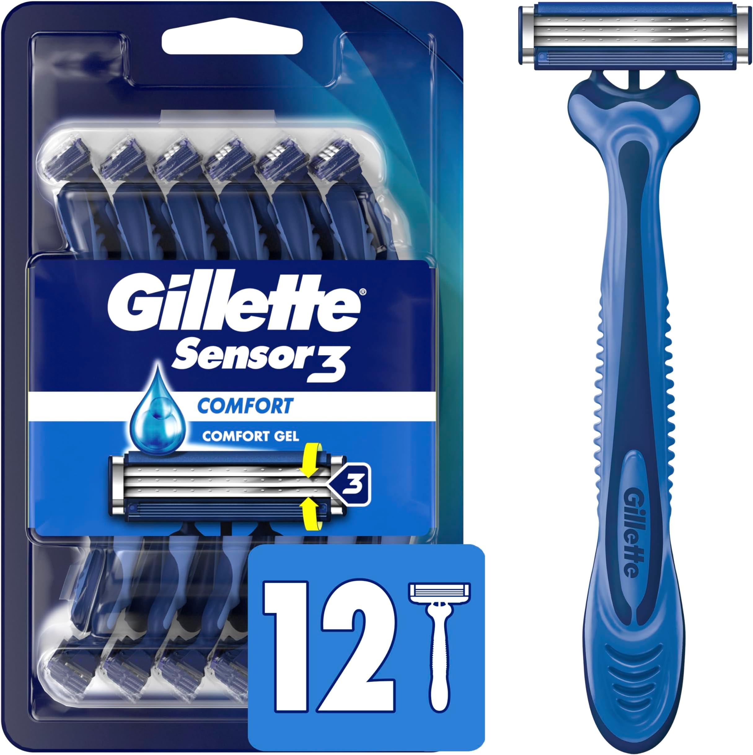 Amazon.com: Gillette Sensor3 Simple Men's Disposable Razors, 8 Count ...