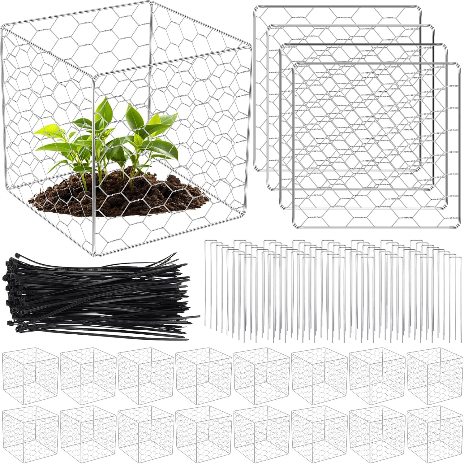 Amazon.com : Zubebe 16 Set Wire Plant Protectors Square Wire Plant ...