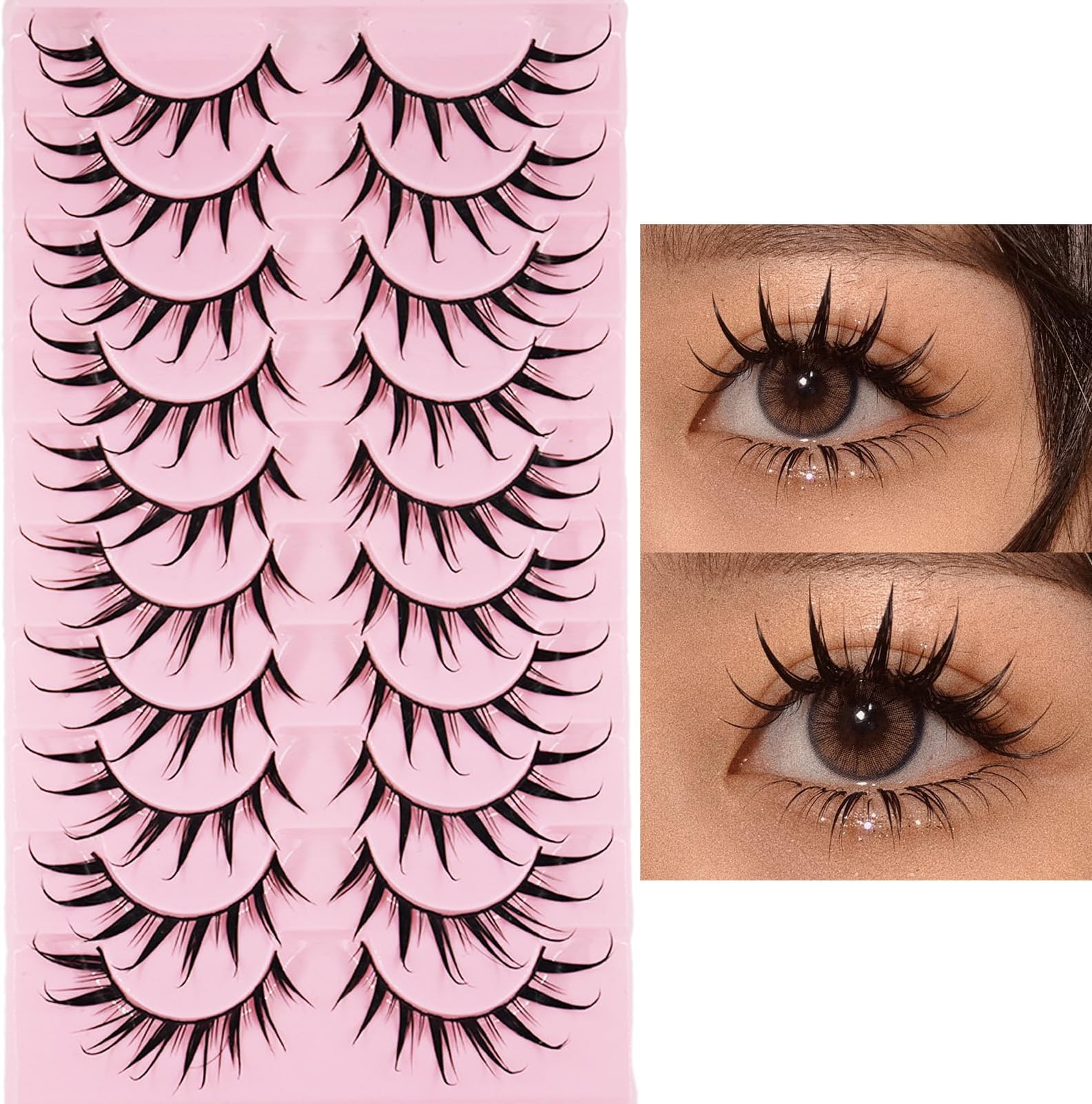 Amazon.com: AUGENLI 16mm Manga Wet Look False Eyelashes, Japanese ...
