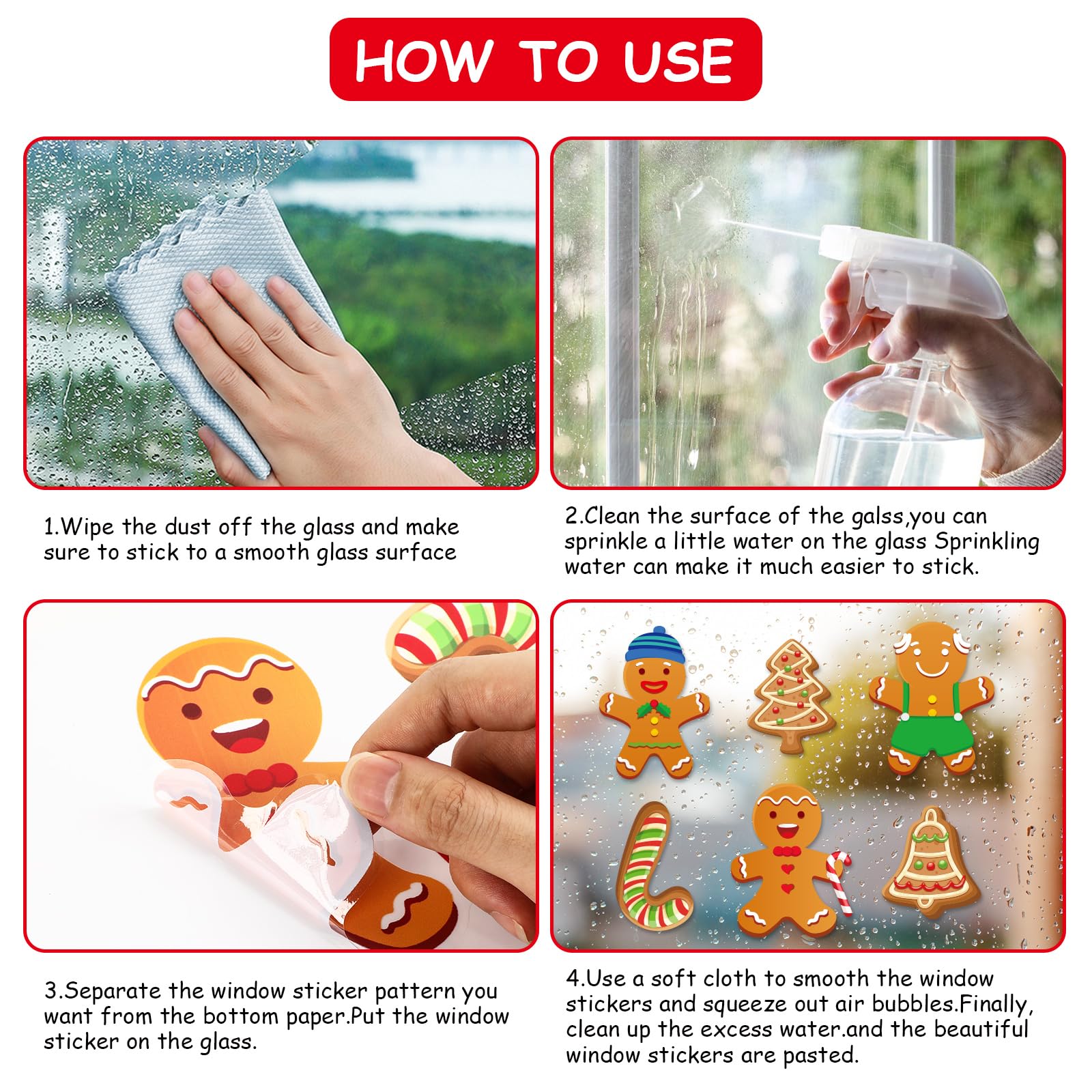 Snapklik.com : Christmas Gingerbread Window Clings Merry Christmas ...