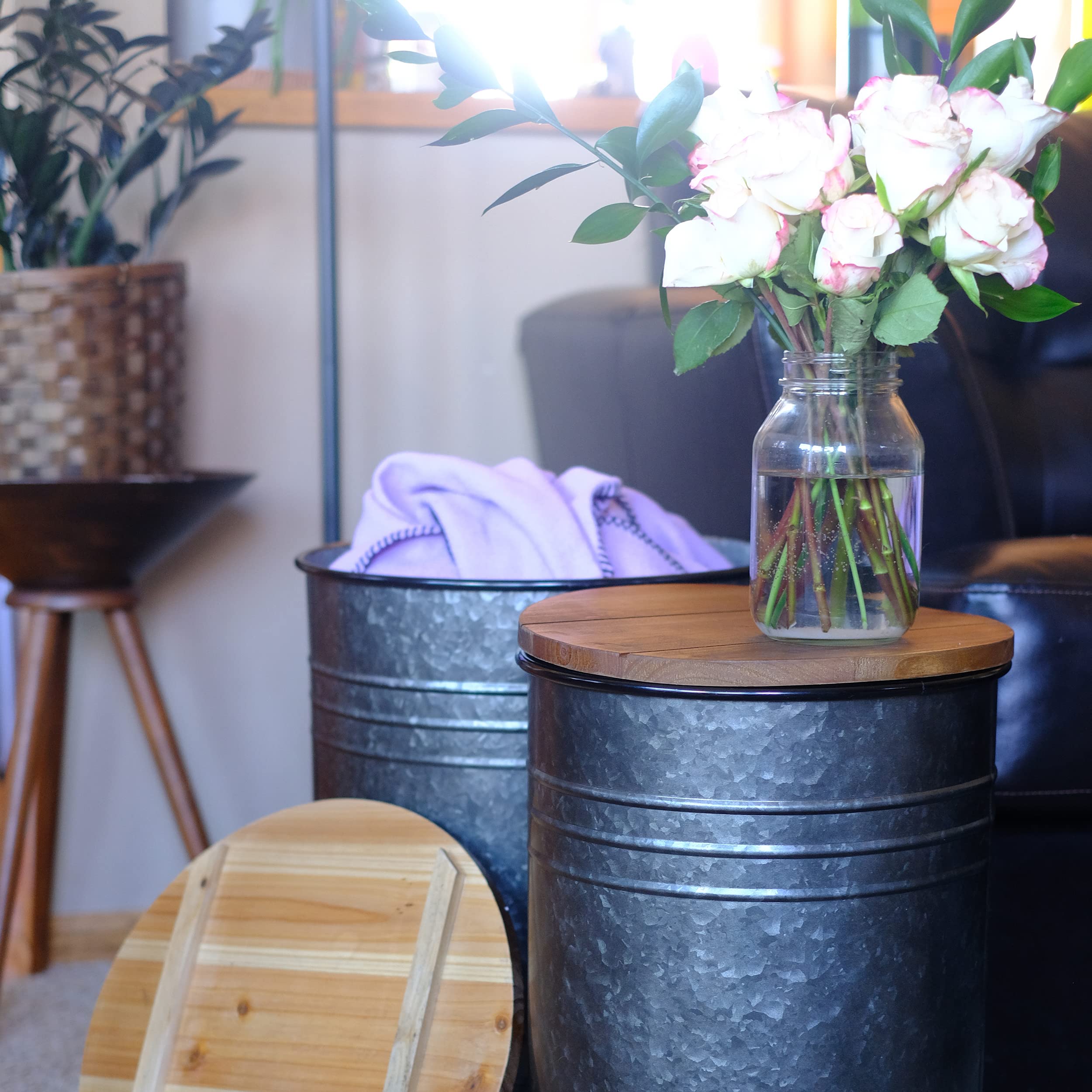 Snapklik.com : 7Penn Farmhouse Side Table Storage Ottoman Set