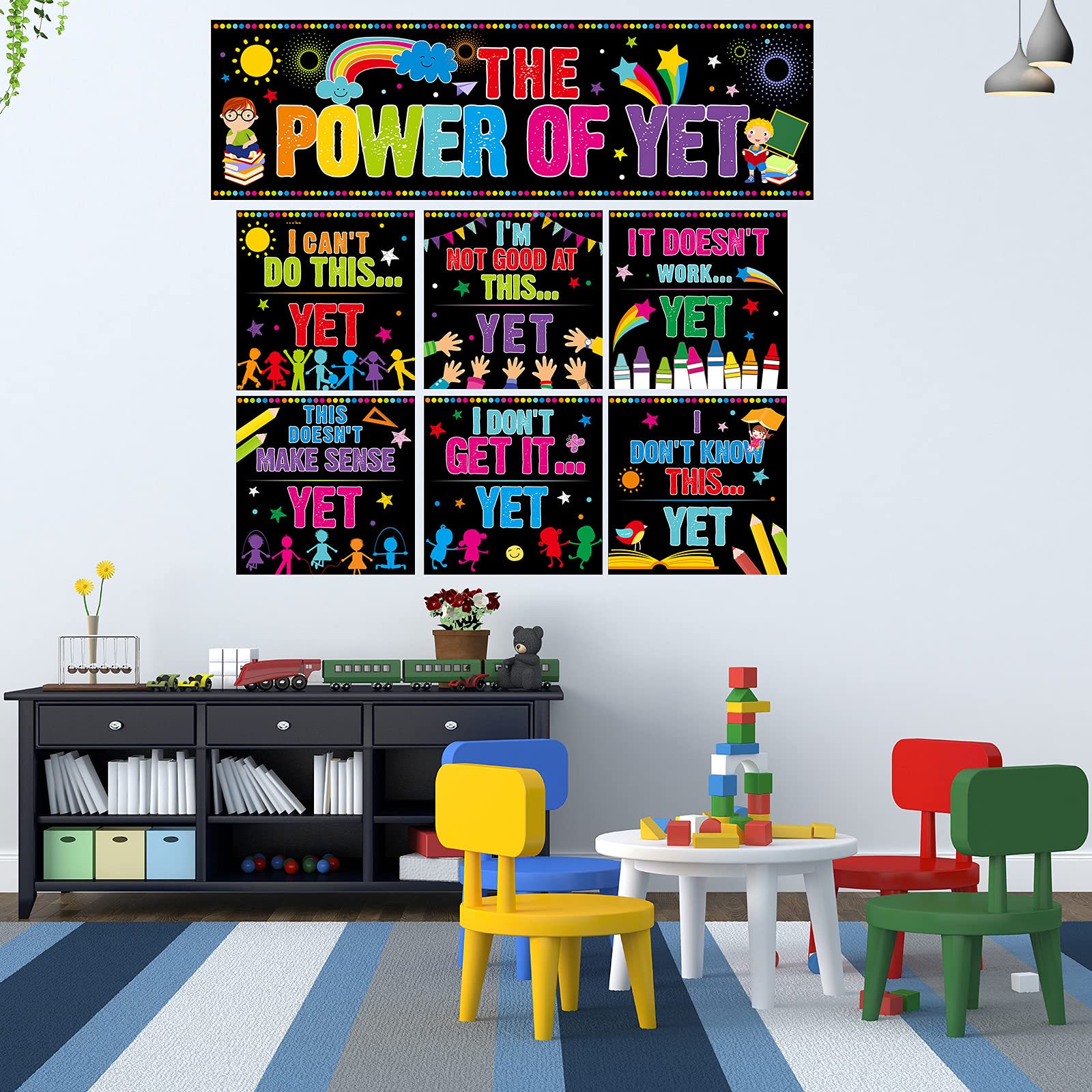 Buy Growth Mindset Classroom Decorations Banner Posters for Teachers ...