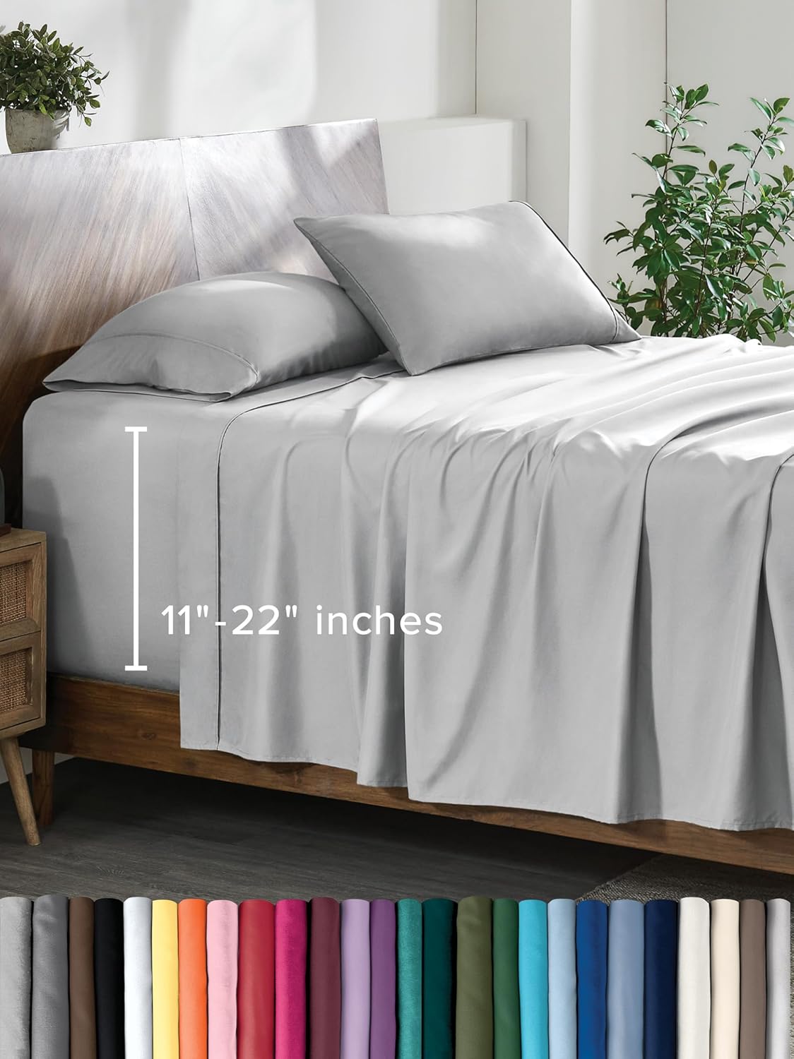 Amazon.com: Bare Home Twin XL Sheet Set - 22" Deep Pockets - College ...