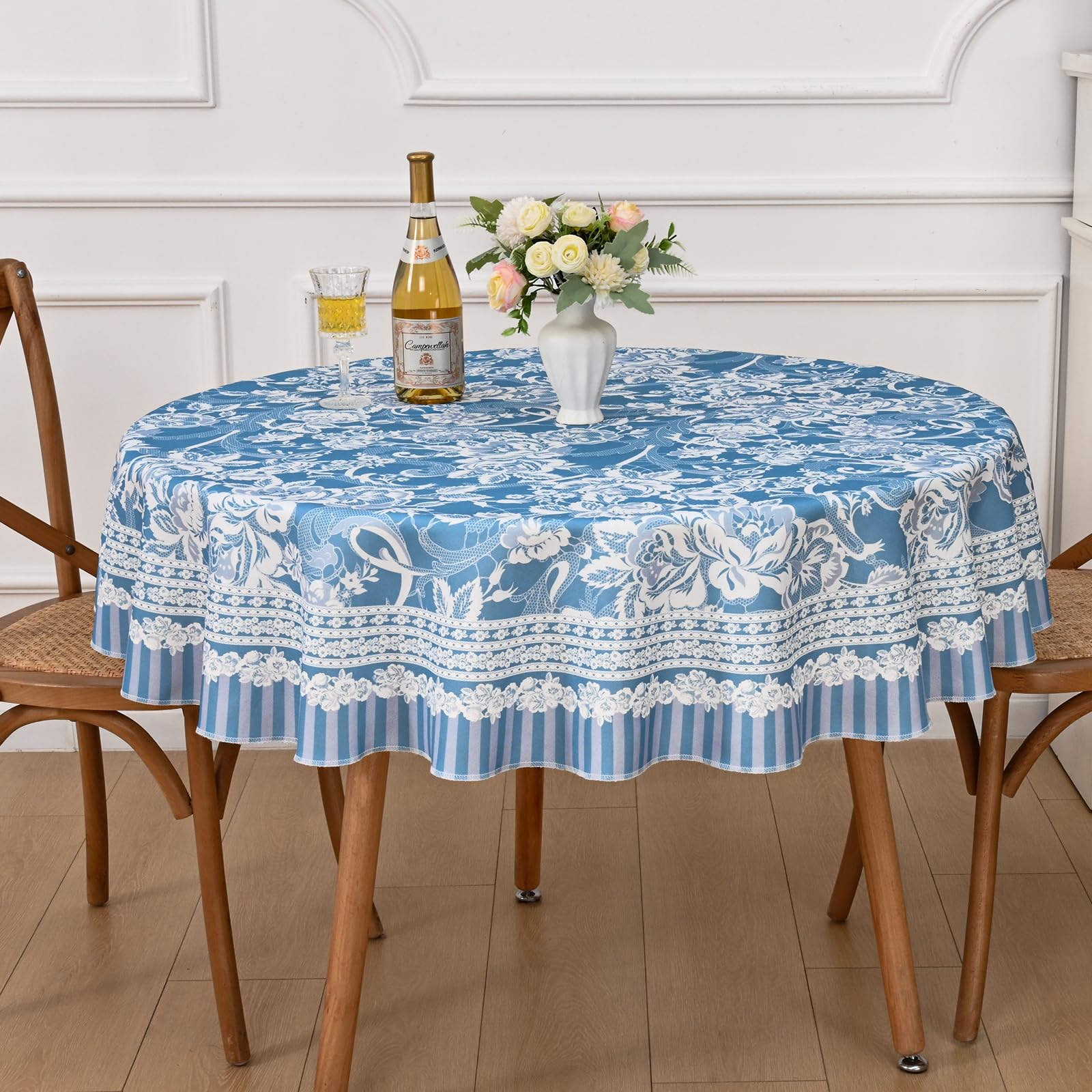Amazon.com: Alishomtll Round Tablecloth 55'', Waterproof Spring Table ...