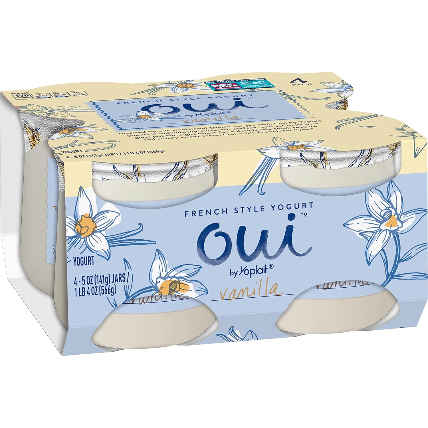 Amazon.com: Oui by Yoplait French Style Vanilla Whole Milk Yogurt, 4 Ct ...