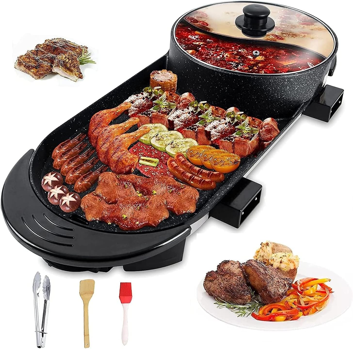 Amazon.com: Circular Hotpot Grill Combo Indoor Korean BBQ, Shabu Shabu ...