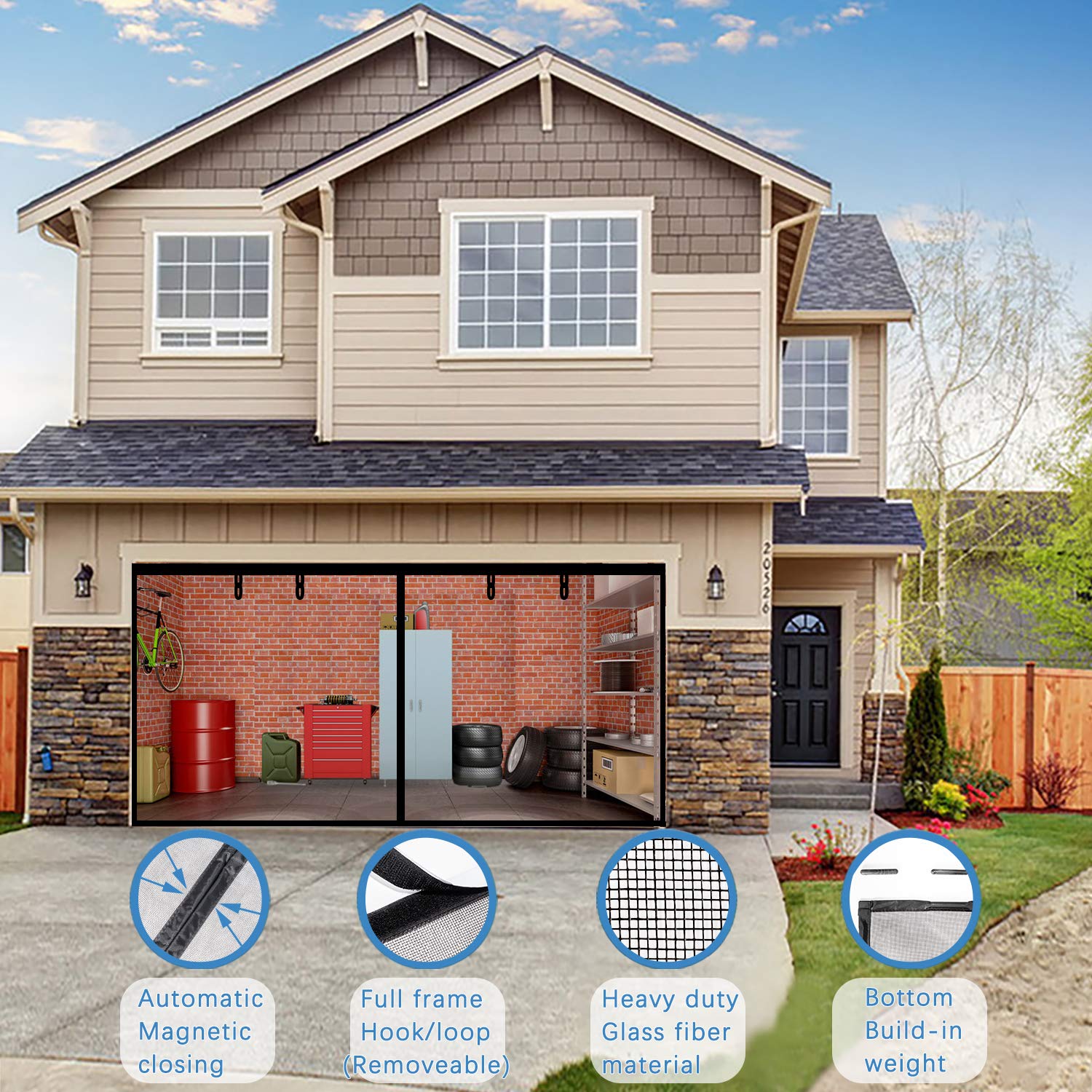 Snapklik.com : Lasla Garage Screen For 1 Car Garage, 9x7FT, Magnetic ...