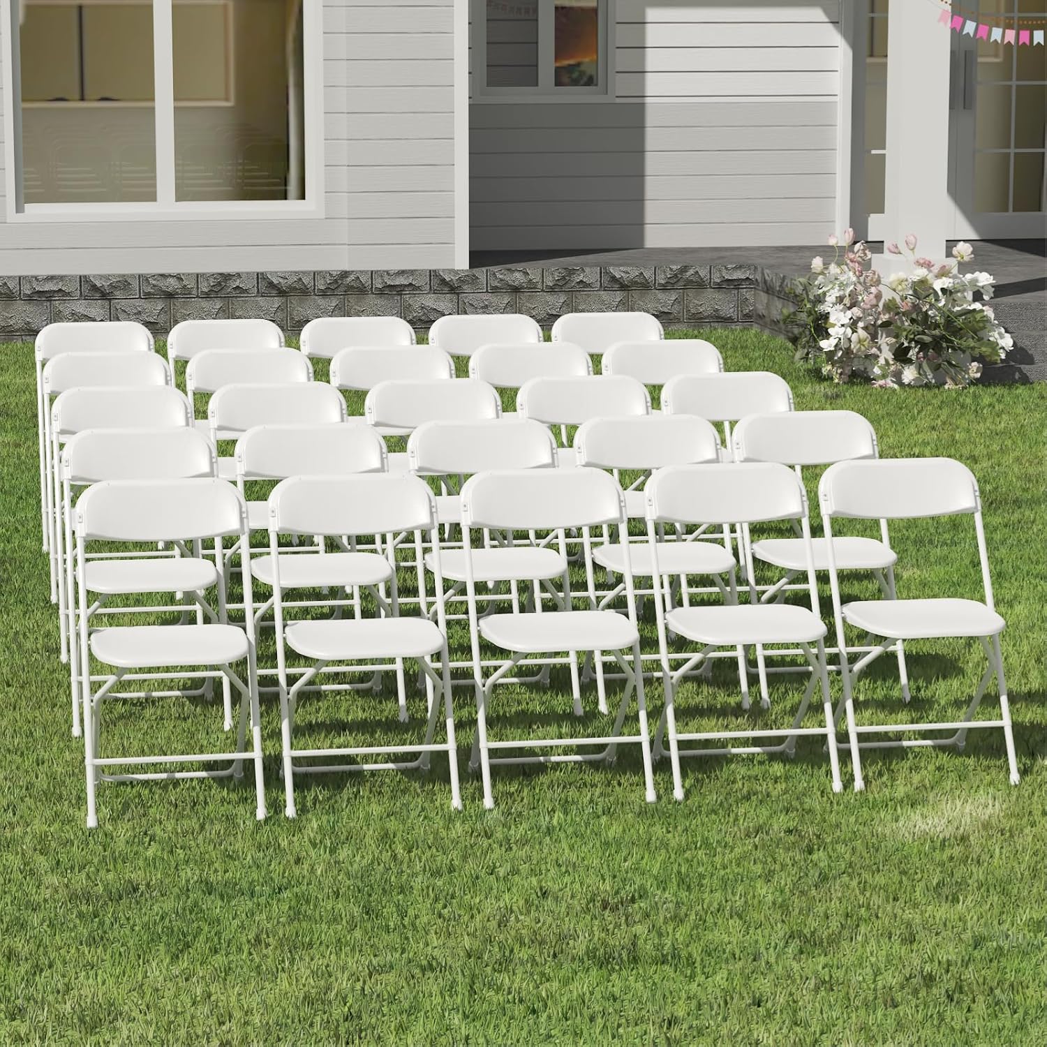 Amazon.com: IWDOO 20 Pack White Folding Chairs, Plastic Folding Chairs ...