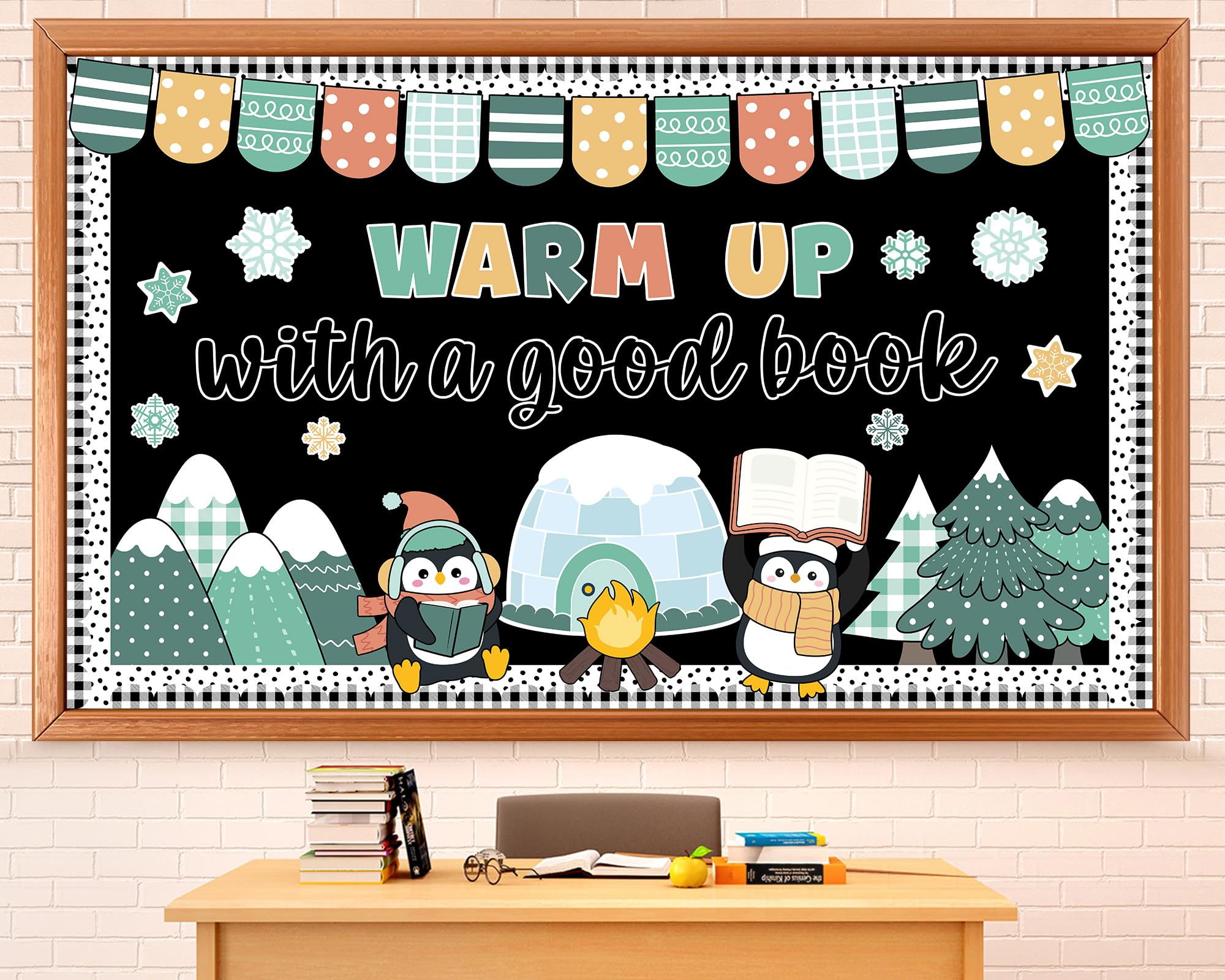 Snapklik.com : 64Pcs Winter Reading Bulletin Board Decoration Set Warm Up