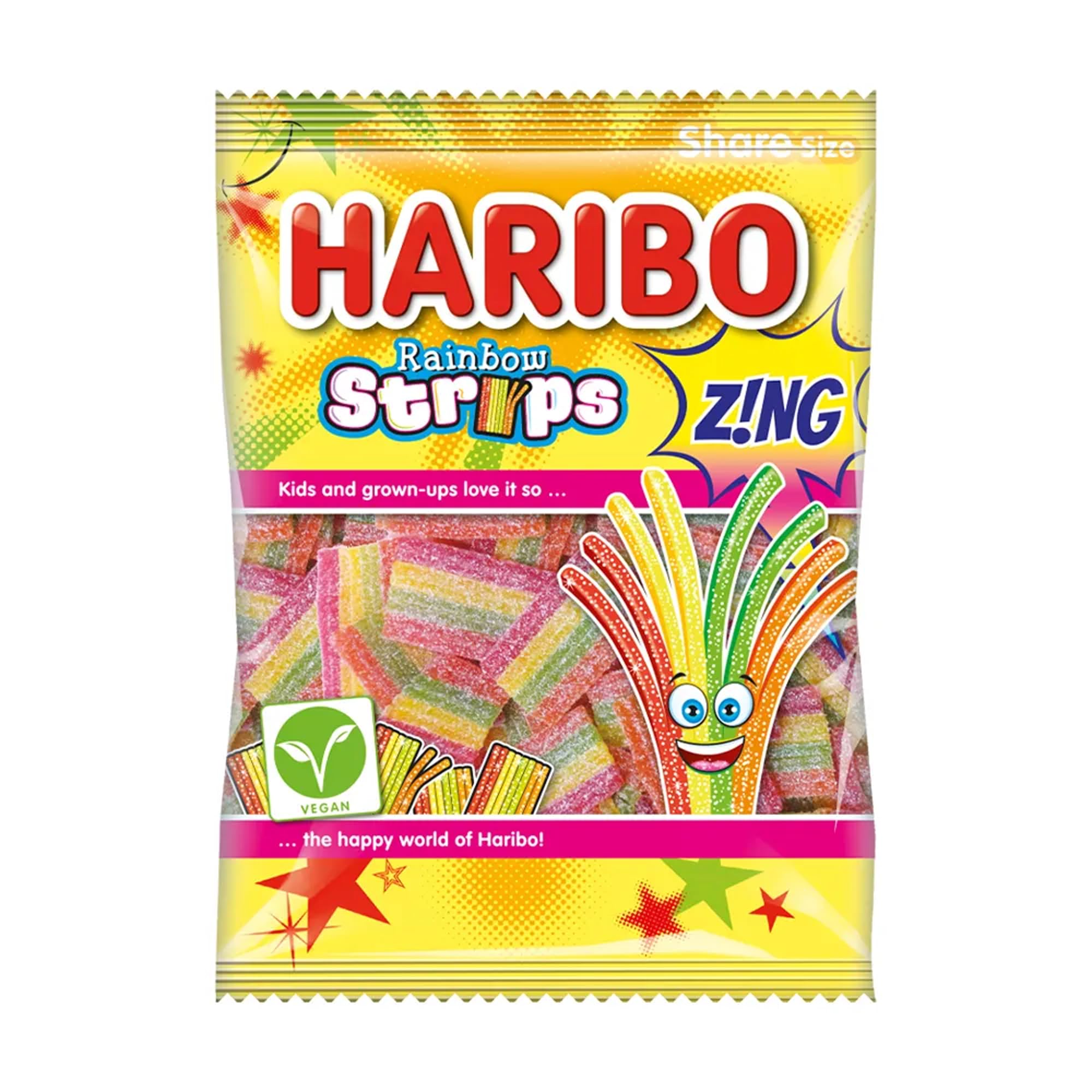 HARIBO Rainbow Strips Zing with Sweet & Sour Fruit Flavours, Loved by ...