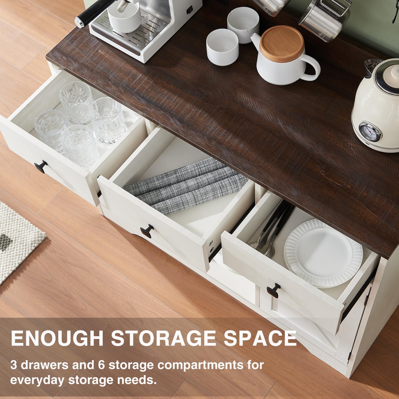 Snapklik.com : Wnutrees 39" Farmhouse Coffee Bar Cabinet