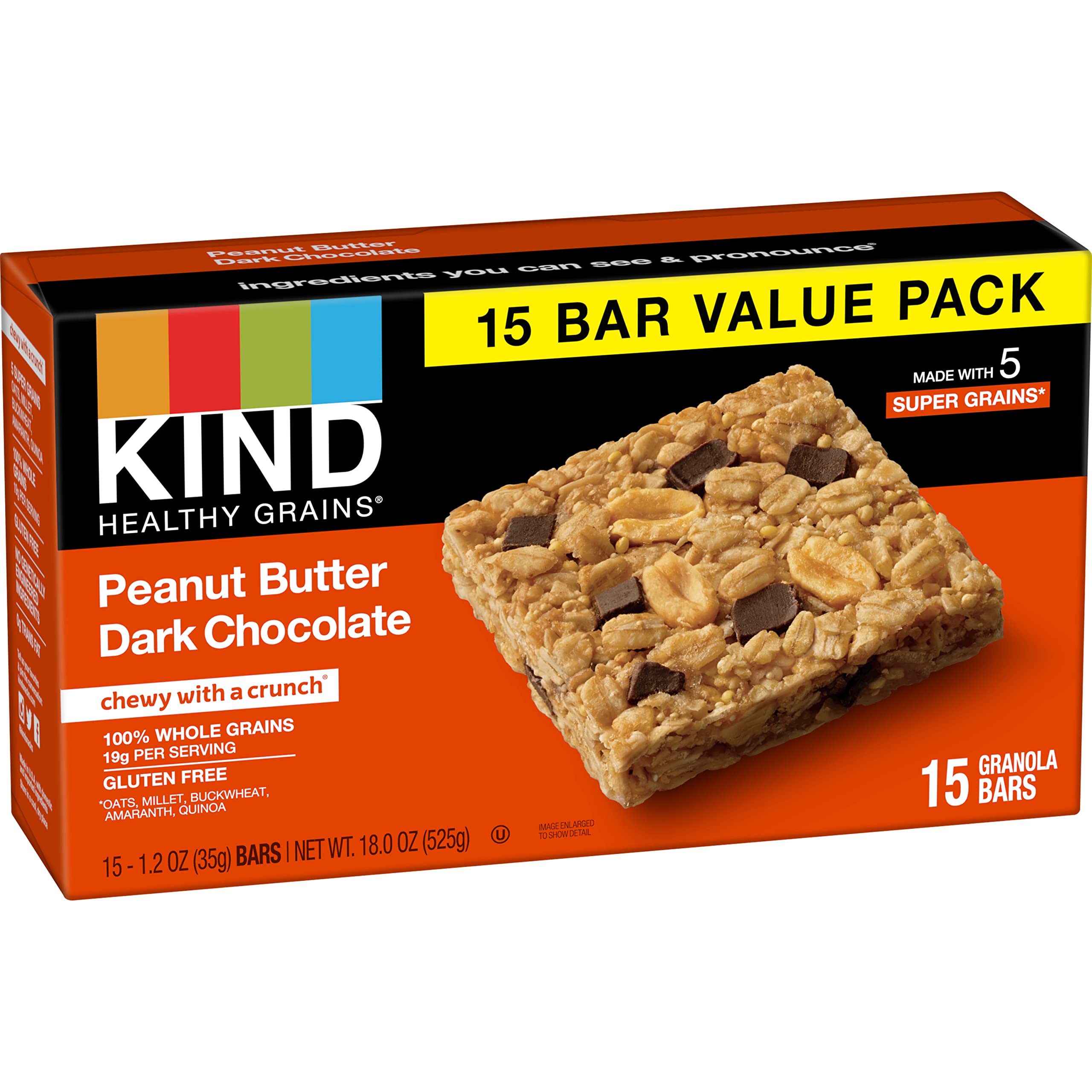 Amazon.com: KIND Healthy Grains Bars, Peanut Butter Dark Chocolate, 1.2 ...
