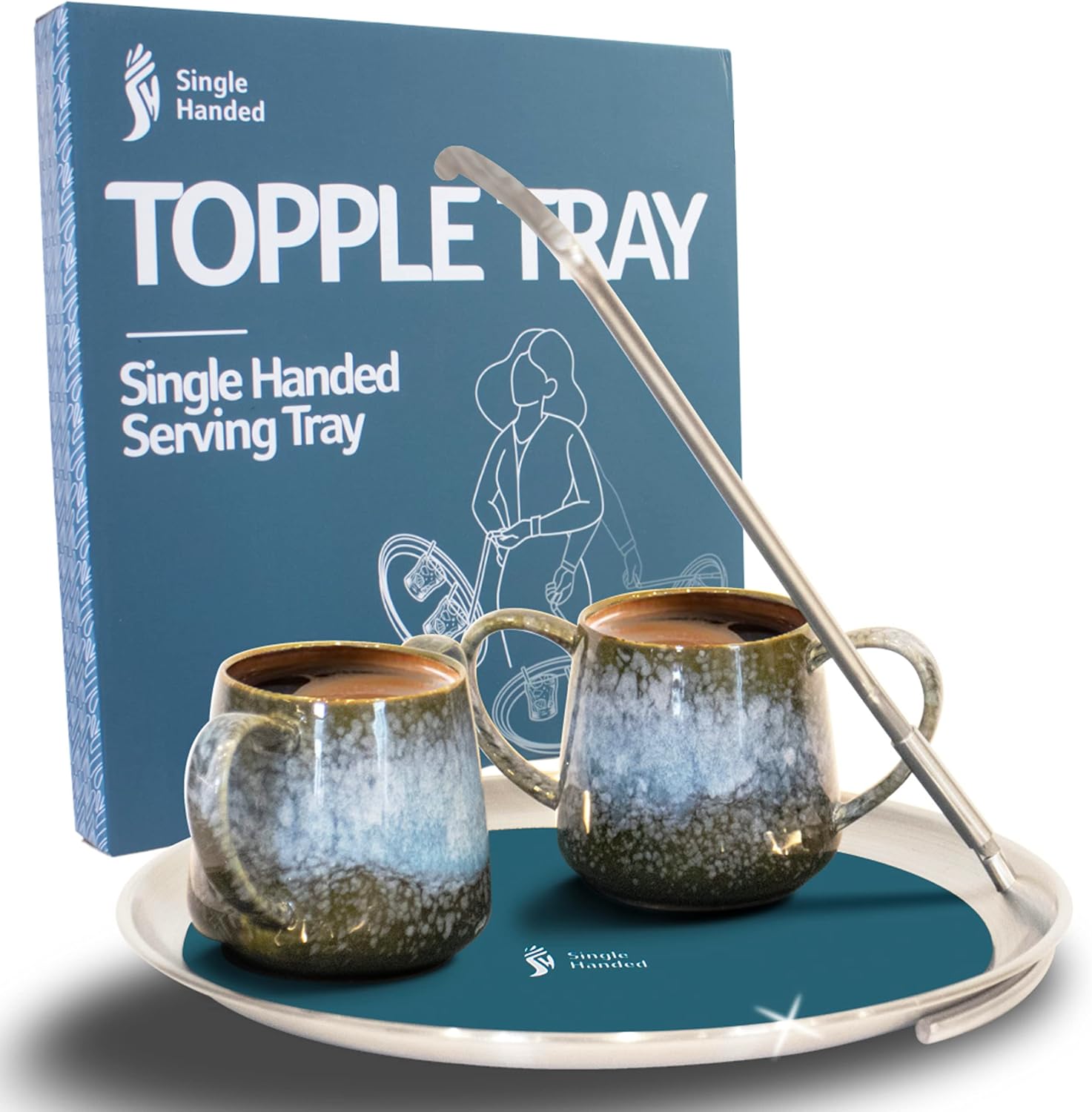 Amazon.com: Topple Tray Folding Handle Metal Serving Tray - Single ...