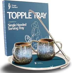 Single Handed Topple Serving Tray With Handle - Black Food Tray for Bar ...