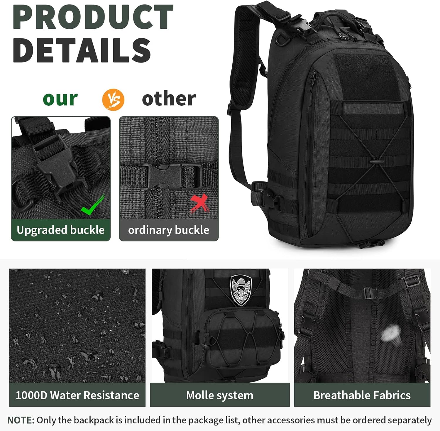 HUNTVP Military MOLLE Backpack Hunting Rucksack Gear Tactical Backpck ...