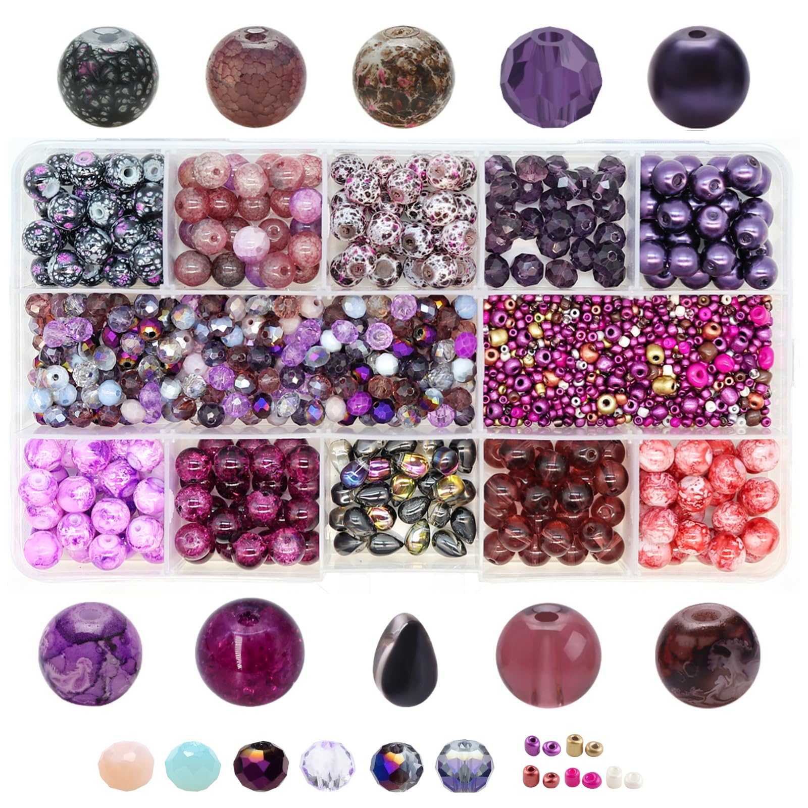 Amazon.com: Crystal Glass Bead Kit - 1000pcs Assorted Beads for Jewelry ...
