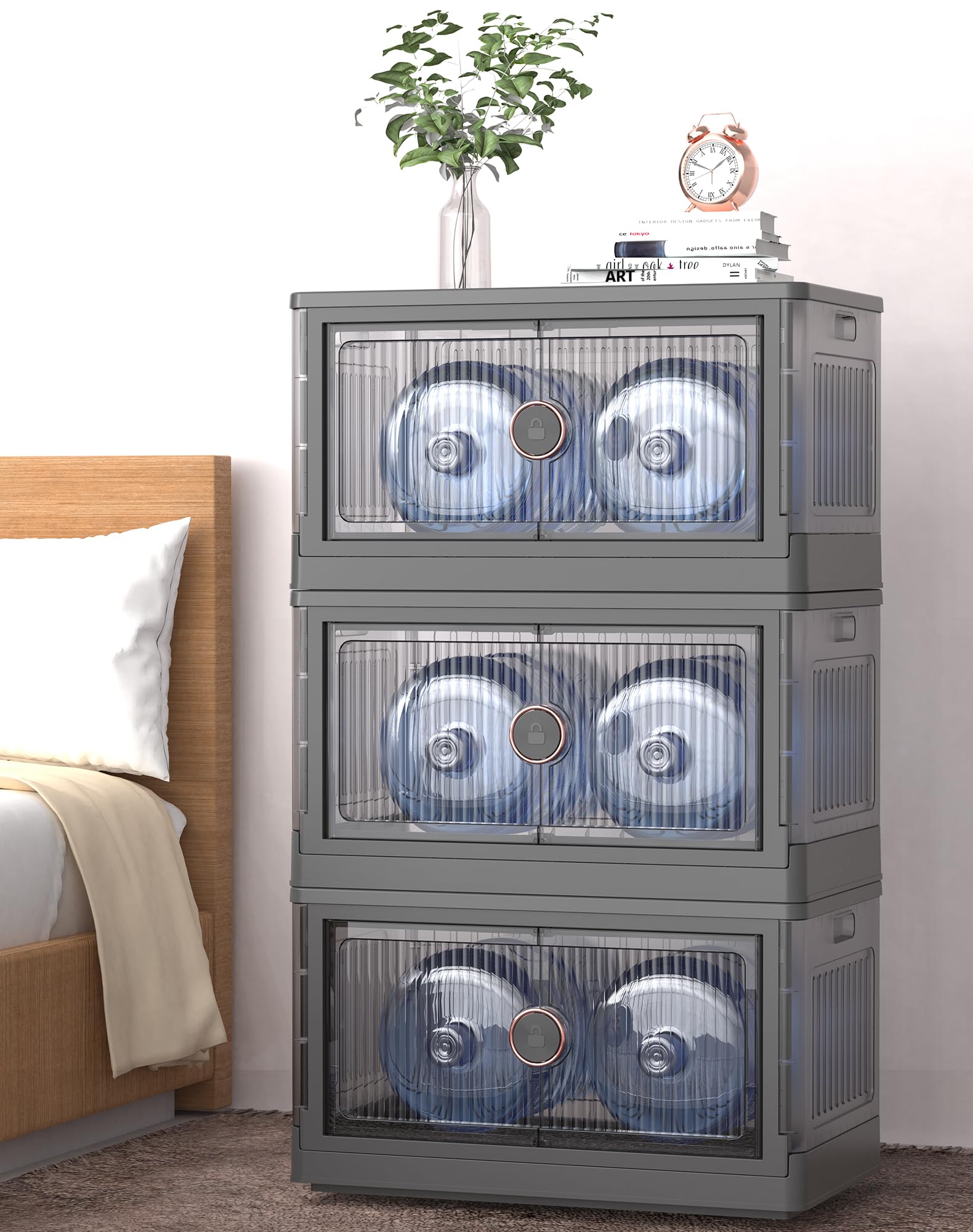 richang 19.5Gal Big Lidded Collapsible Storage Bins, Plastic Folding ...