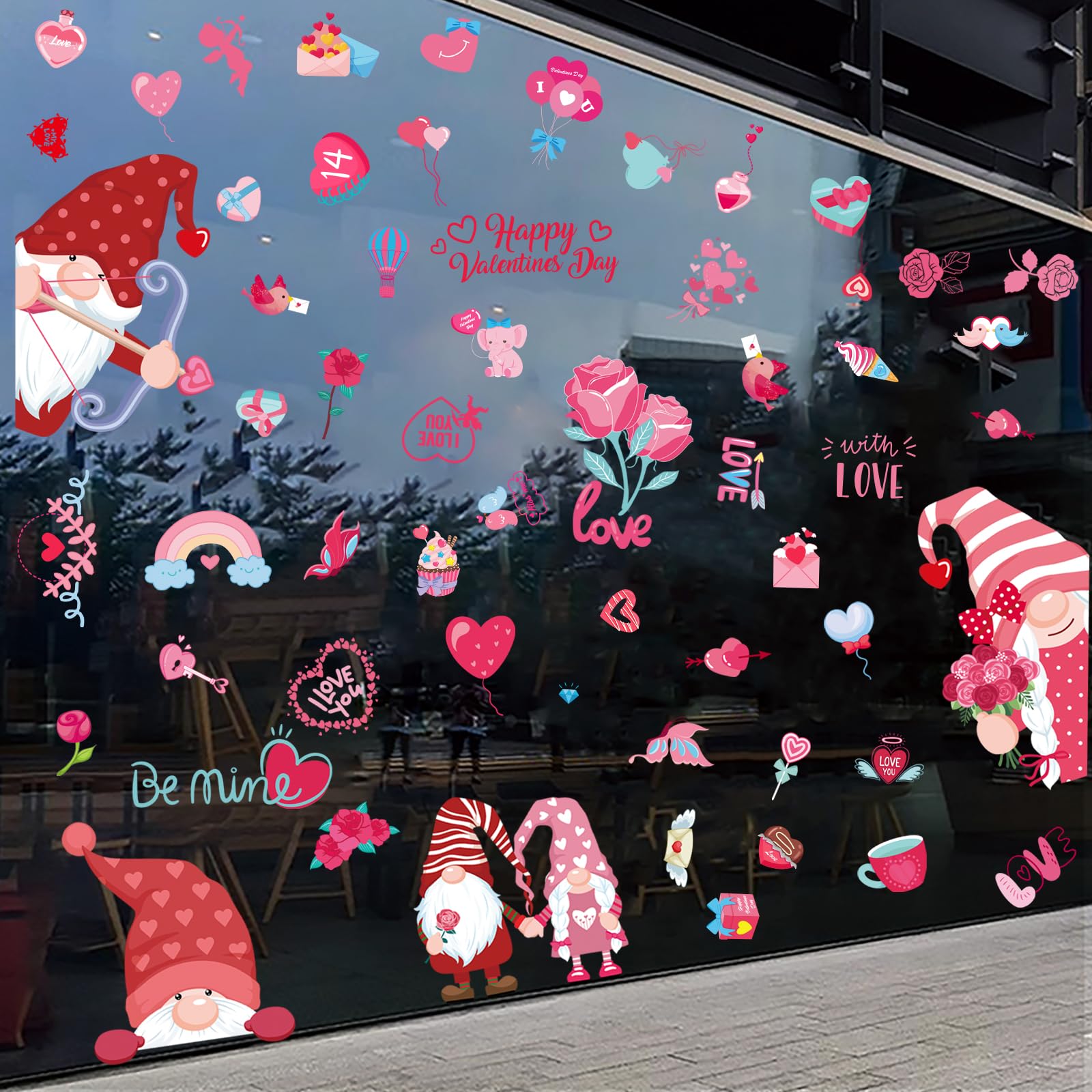 Amazon.com: Valentines Day Window Clings for Glass, 9 Sheets Valentine ...