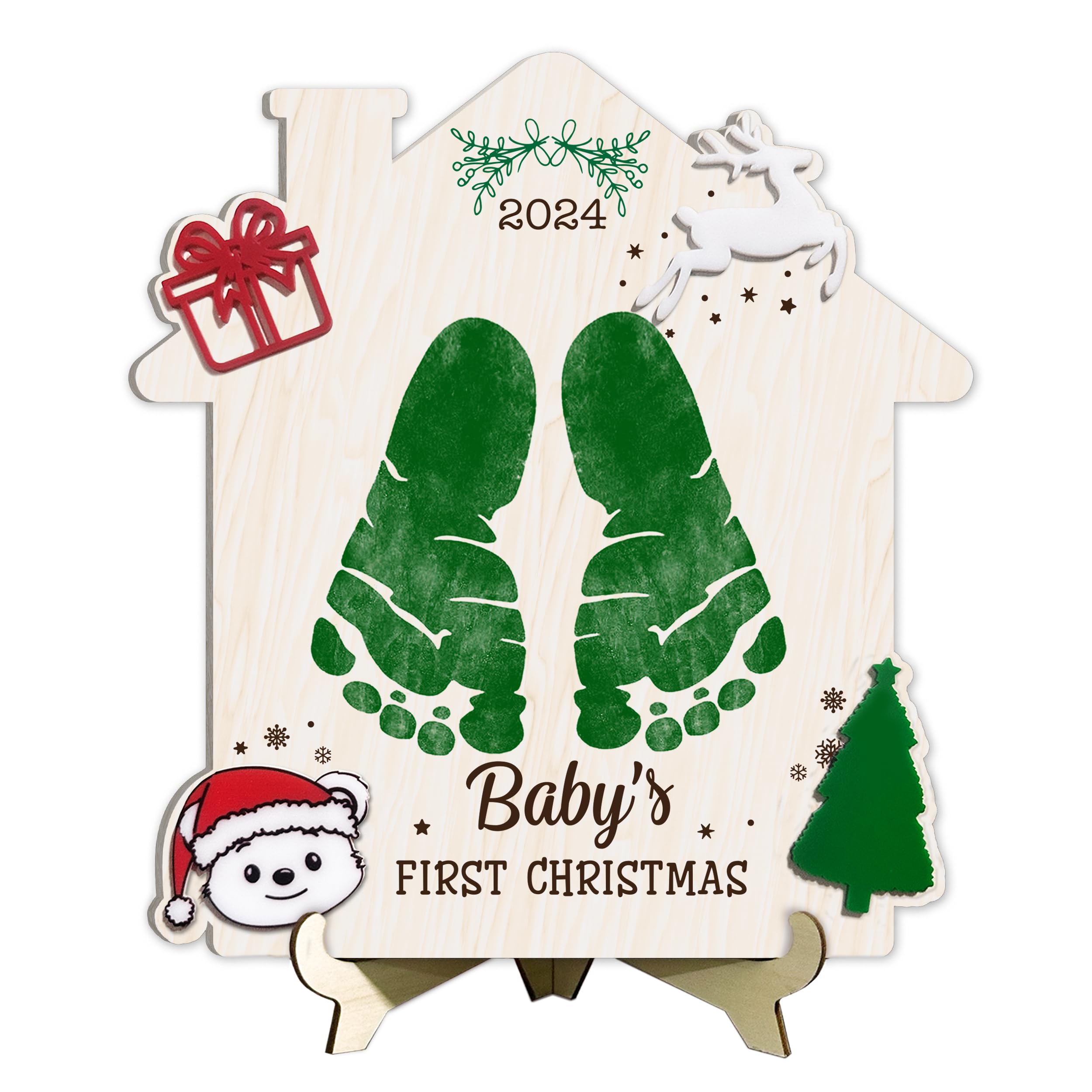 Amazon.com: Baby's First Christmas DIY Footprint Sign, Baby's First ...