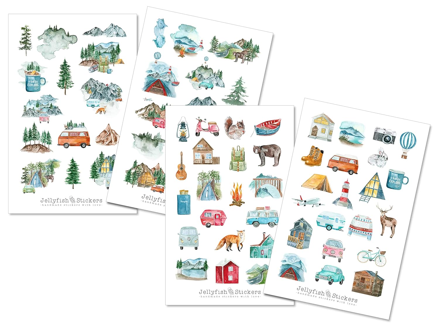 Camping Sticker Set - autocollants, Journal Sticker, excursion, voyage ...