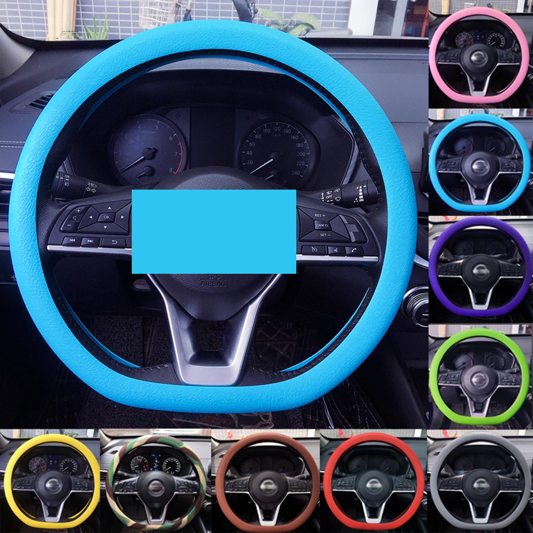 Cool Non-Slip Silicone Steering Wheel Protector, Car Steering Wheel ...