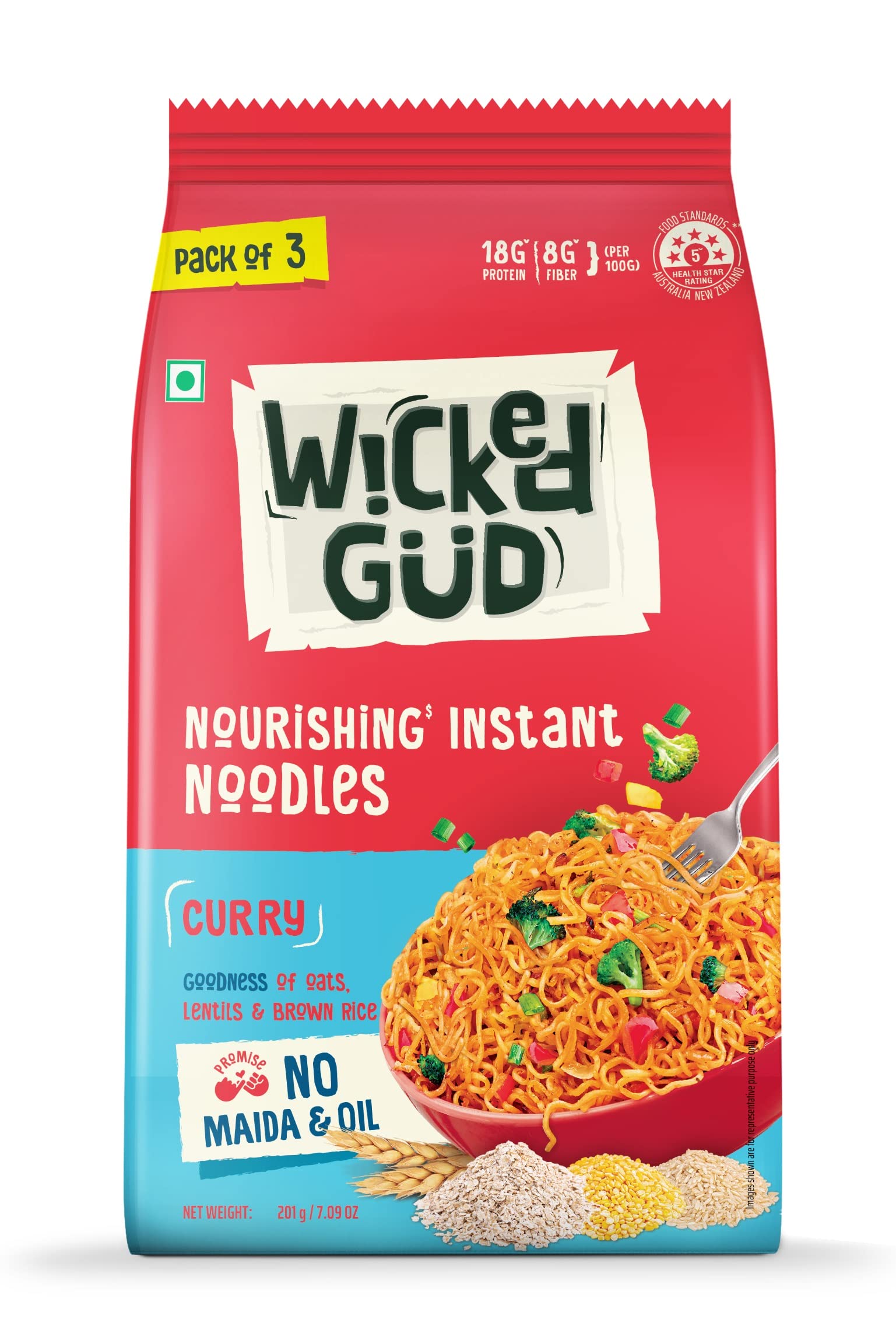 WickedGud Curry Noodles 201gm : Amazon.in: Grocery & Gourmet Foods